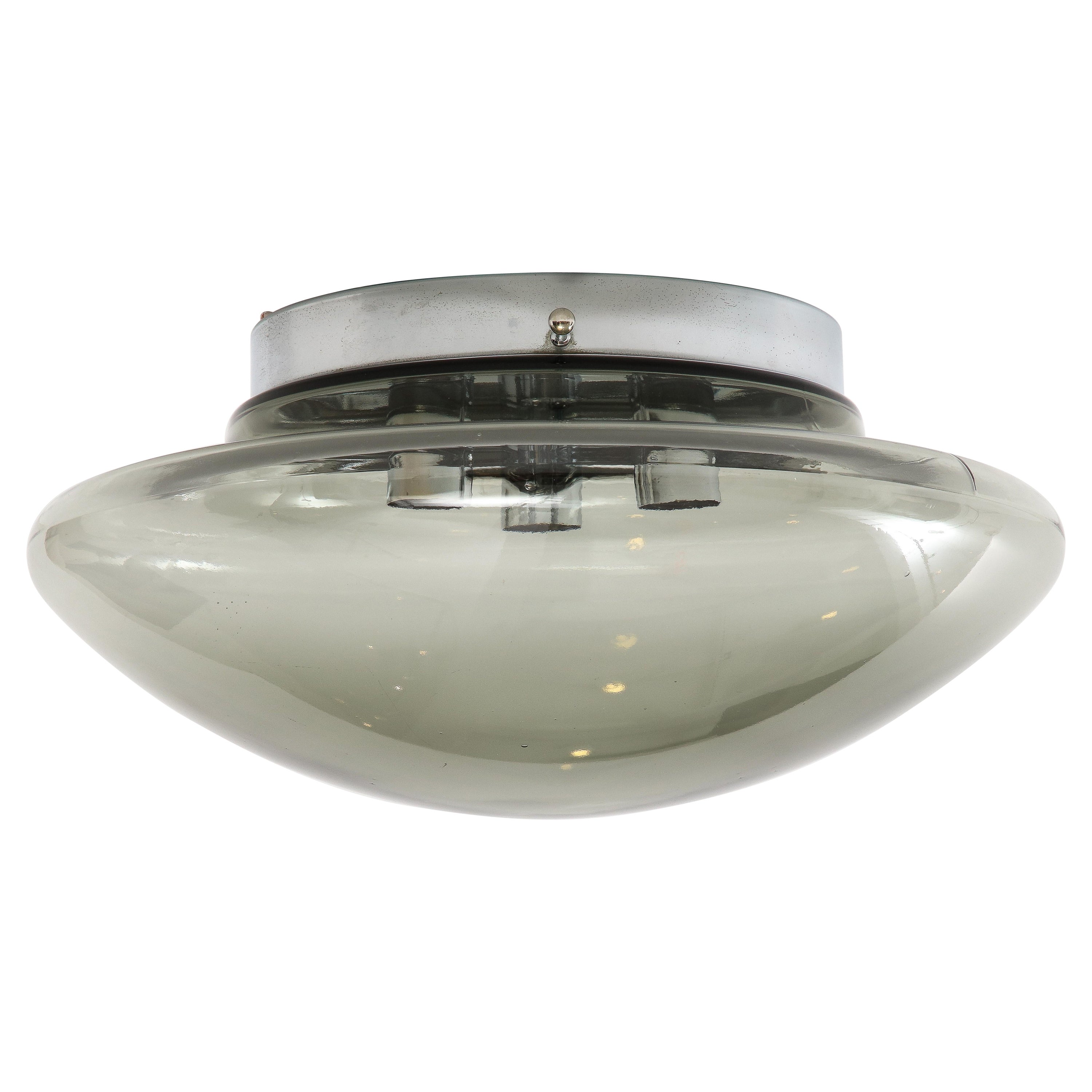 Scandinavian Modern Smoked Glass Flushmount For Sale at 1stDibs