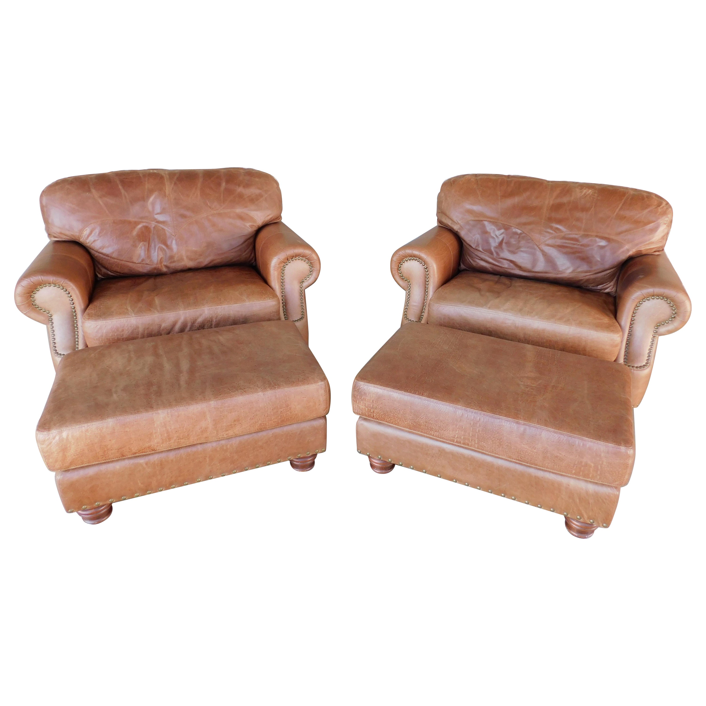 Legacy Leather International Inc. Club Chairs and Ottomans at 1stDibs ...