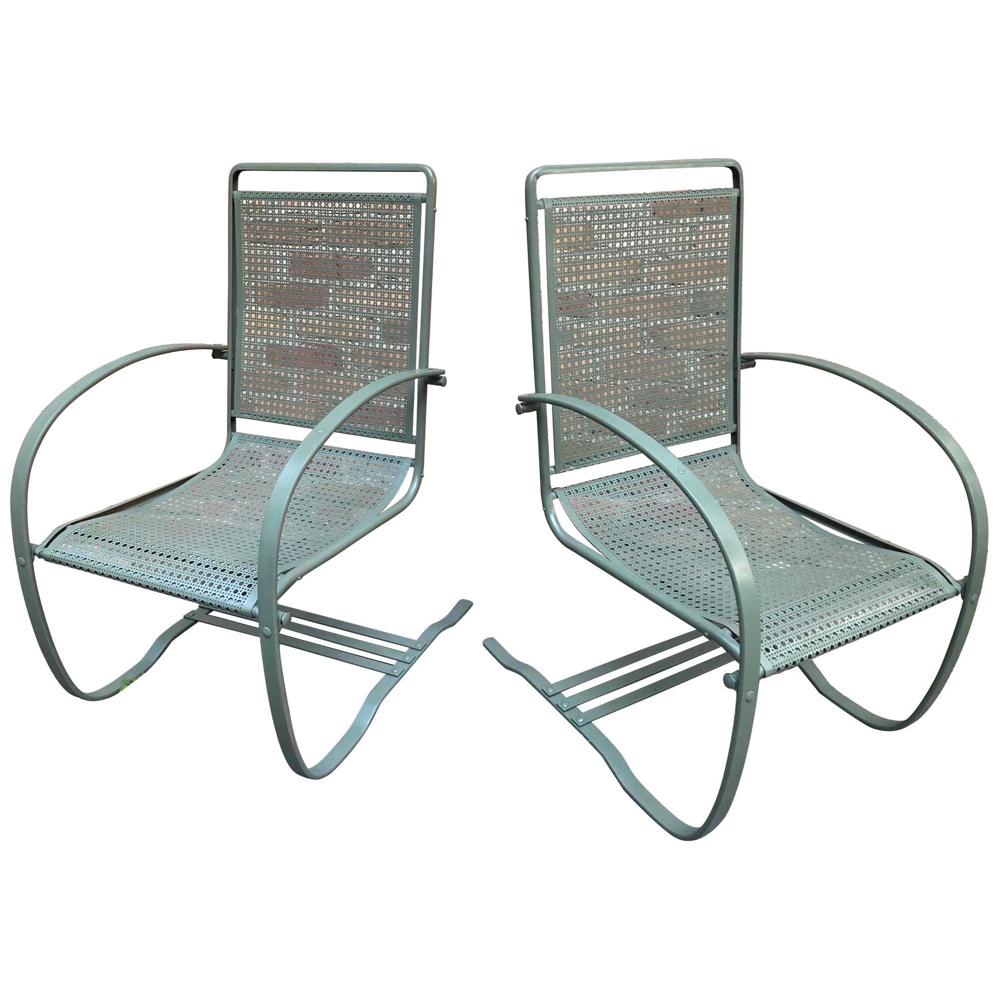 Howell Spring Cantilever Garden Chairs - a pair For Sale at 1stDibs