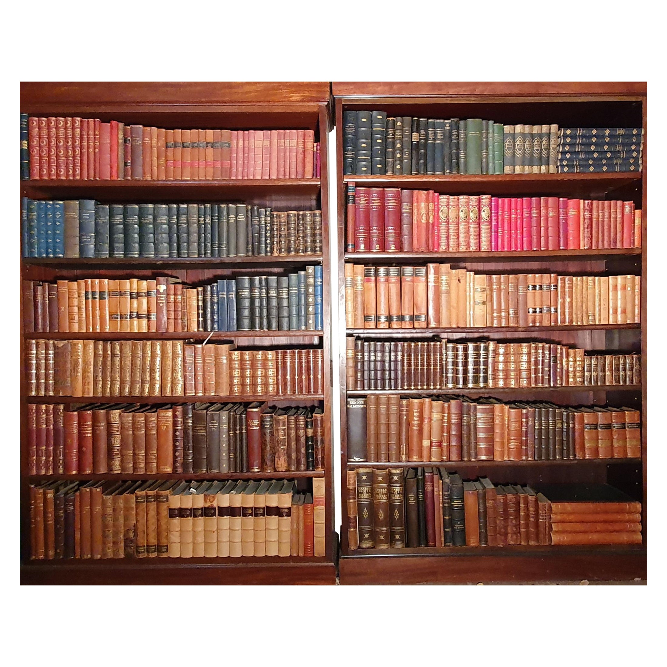 Large collection of antique Scandinavian leatherbound books For Sale at ...