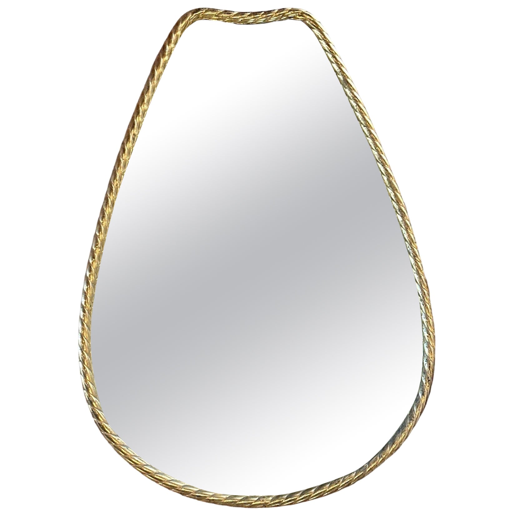 Vintage Italian Sculptural Small Brass Mirror 1960s For Sale at 1stDibs