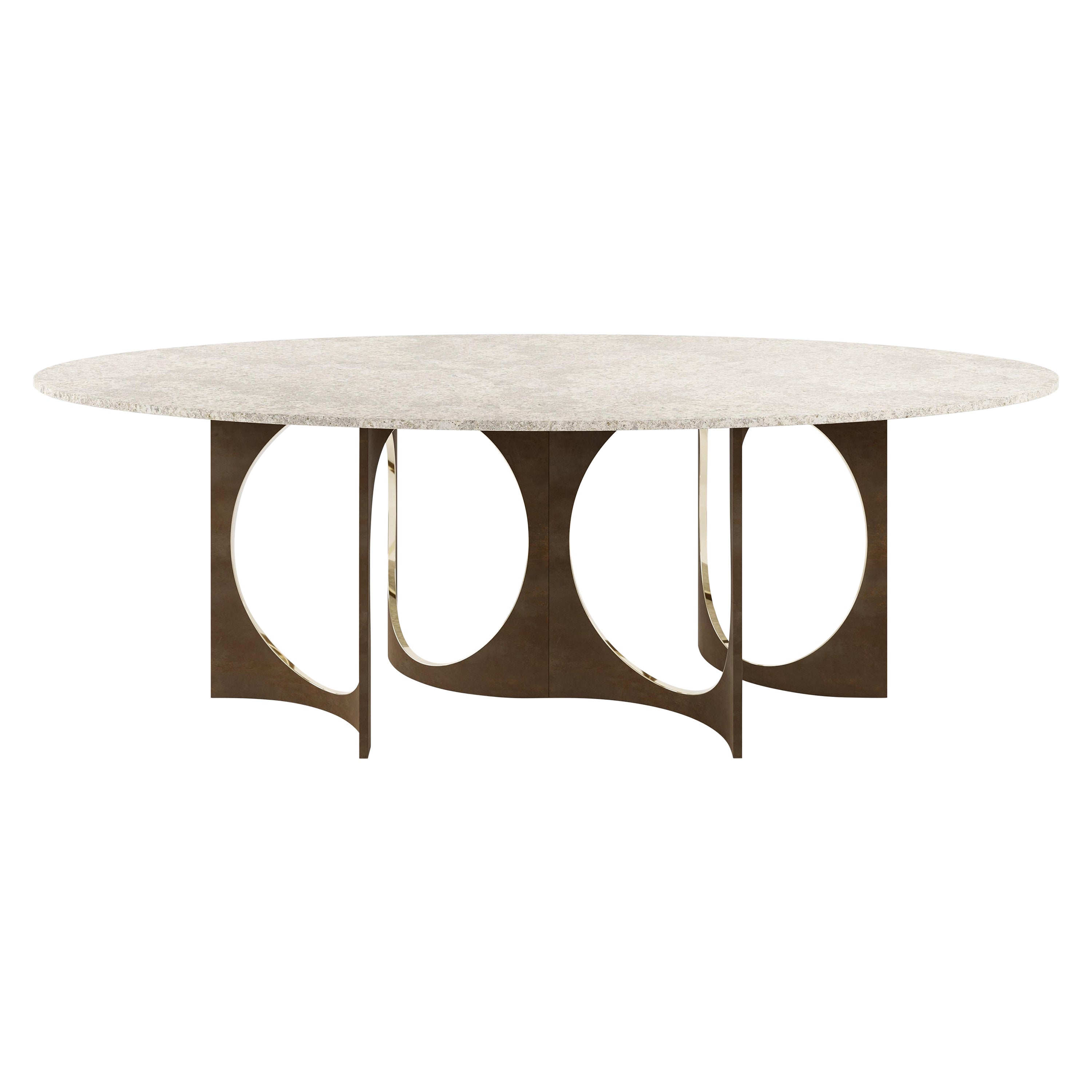 Fuga Bronze and Patina 240 cm Ellipse table Glass top - Metamorphic Art ...