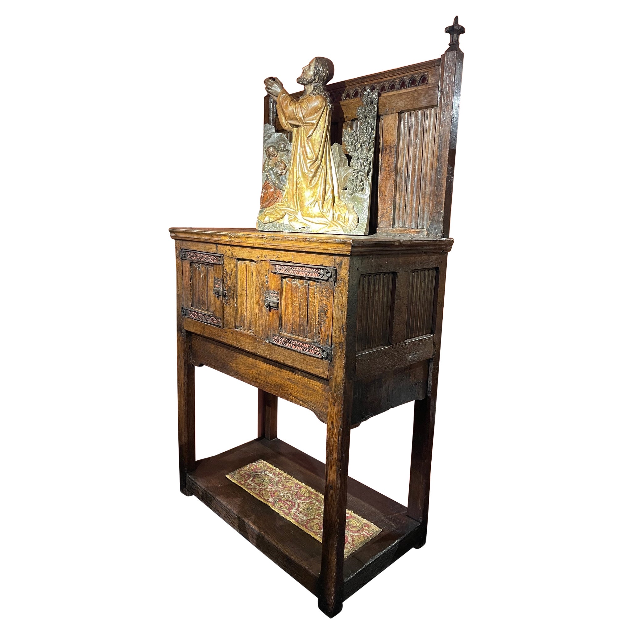Rare Gothic Cupboard with Linefold Decor For Sale at 1stDibs