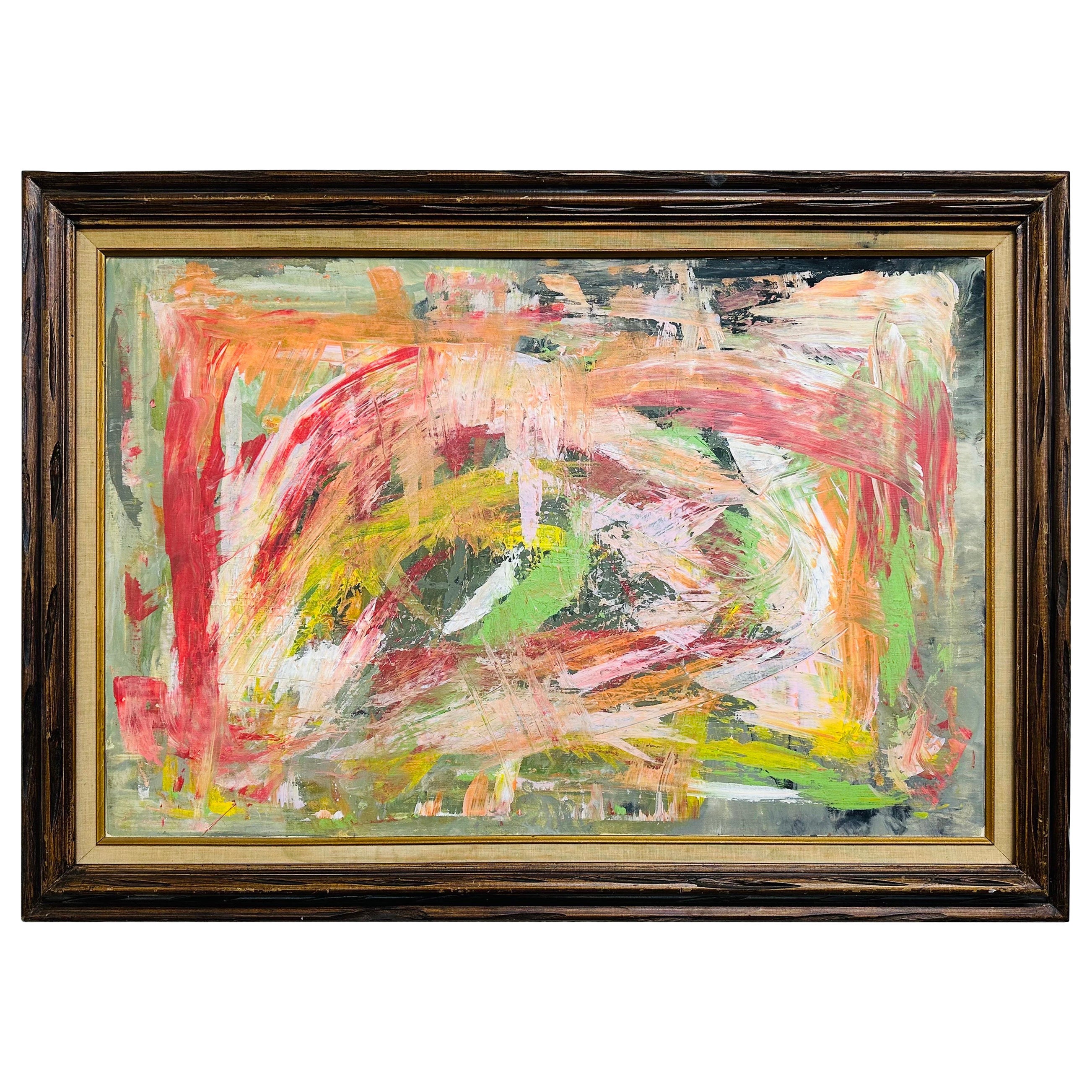 Modern Expressionist Abstract Painting Signed Mullin For Sale at 1stDibs