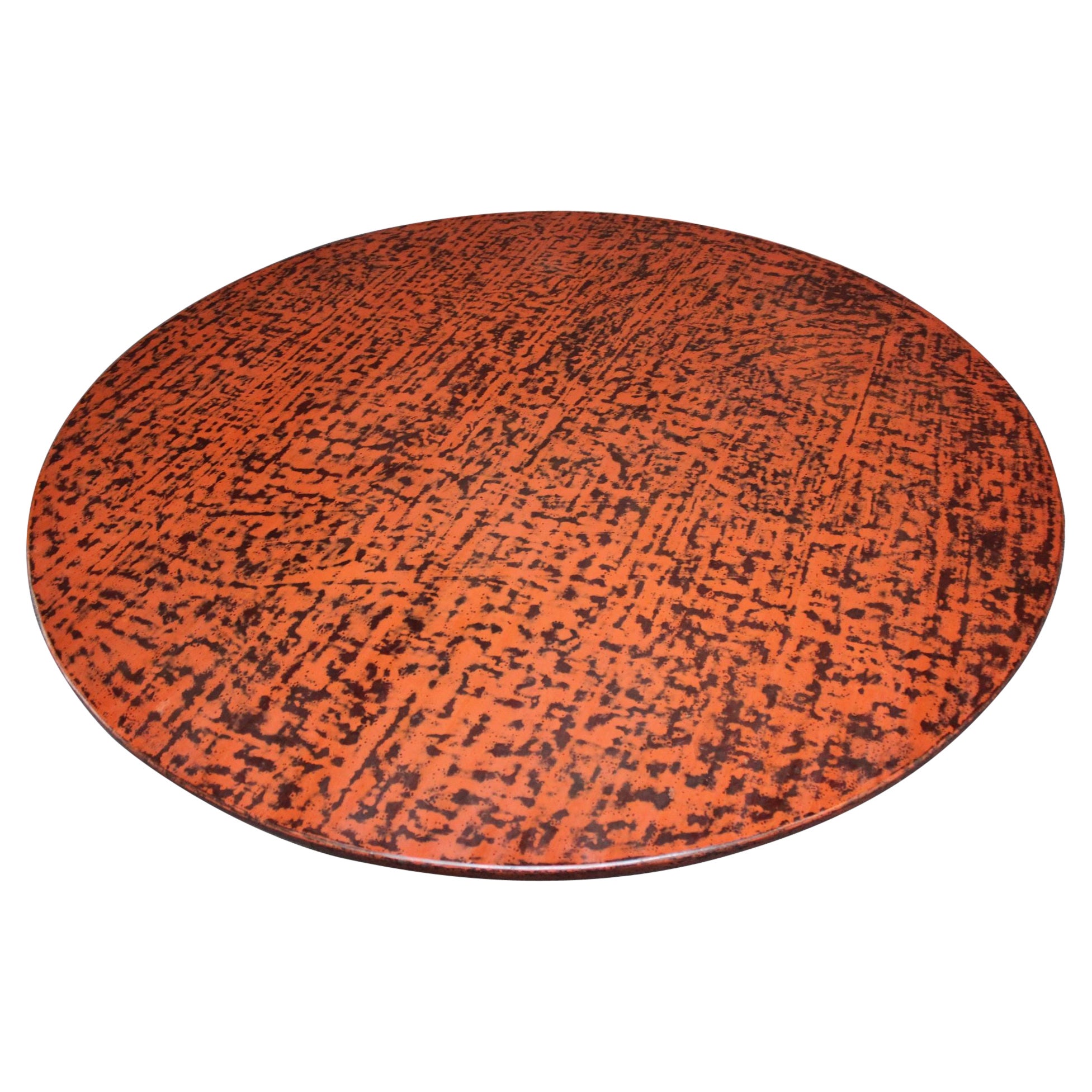 Large Vintage Japanese Taishō-Style Negoro Lacquered Round Coffee Table ...