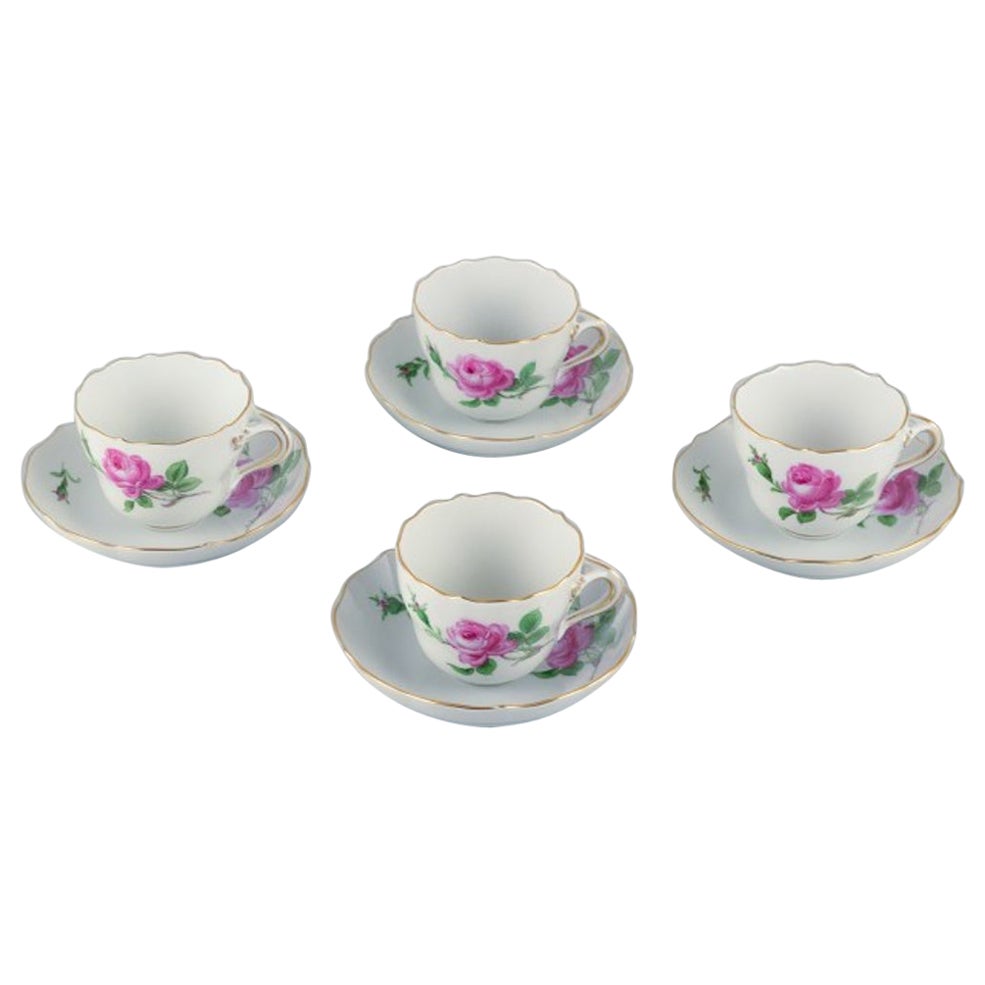 Meissen, "Pink Rose" set of four coffee cups with saucers, 1930s/40s ...