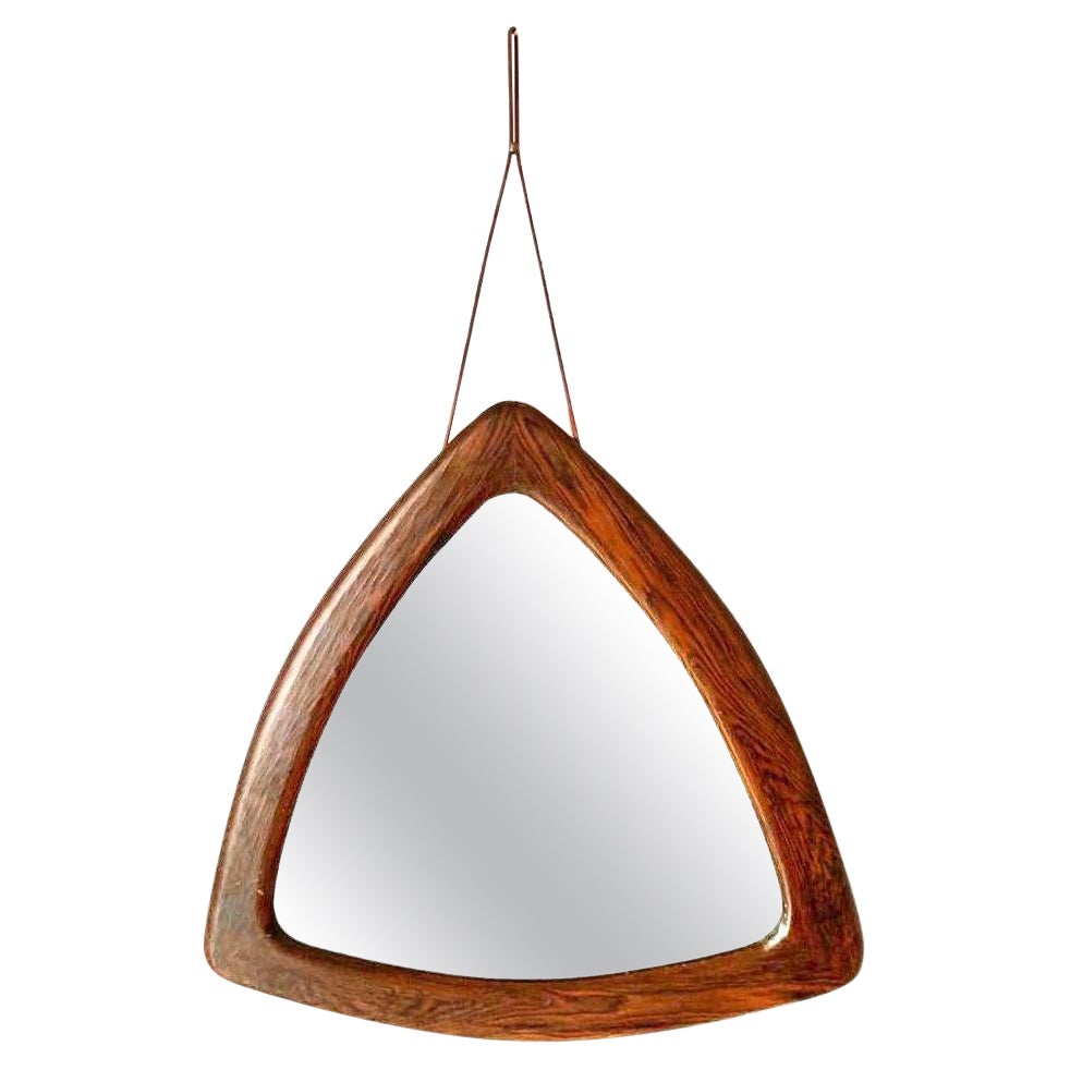 Triangular solid wood mirror, Italy 1960s For Sale at 1stDibs
