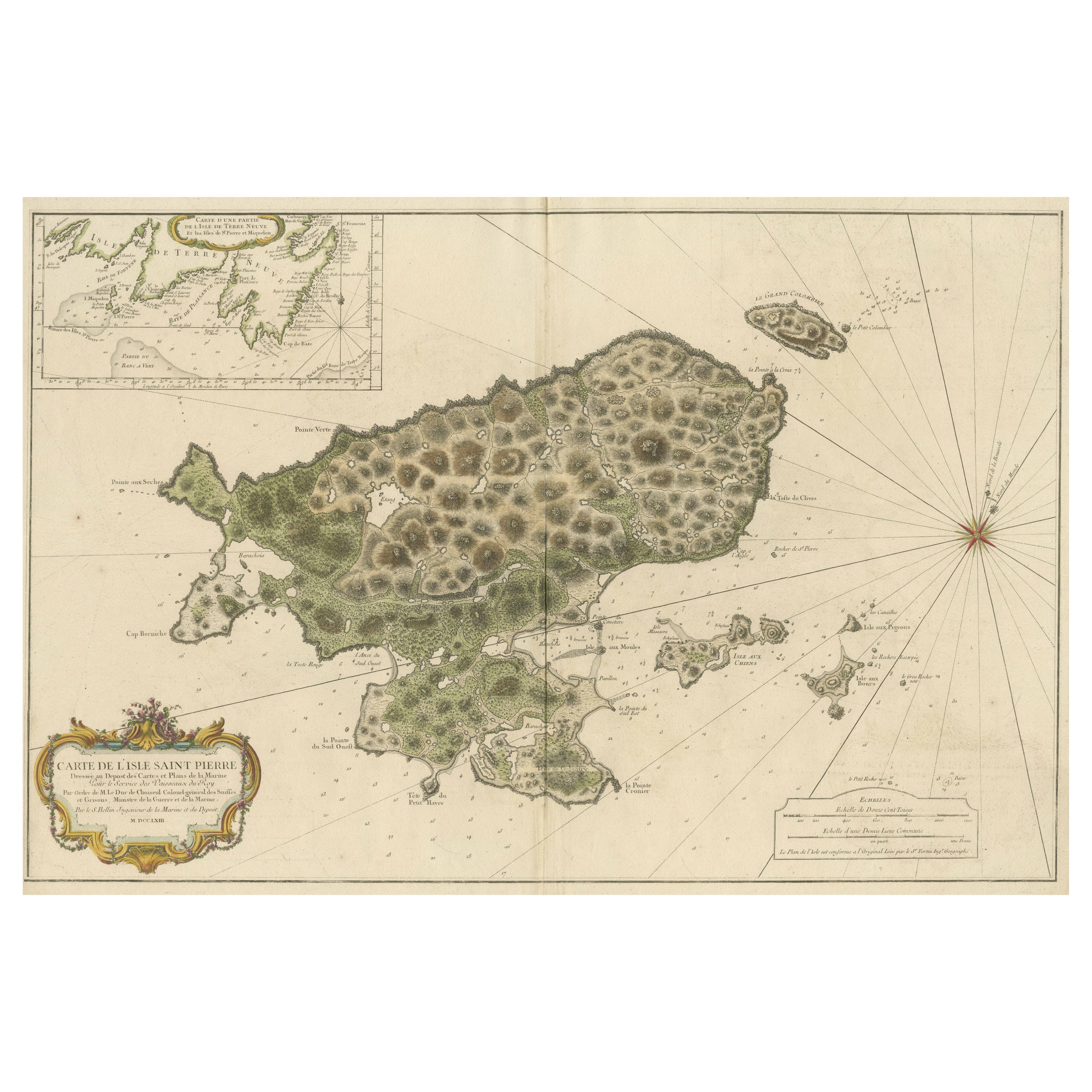 Large Map of Saint-Pierre and Newfoundland For Sale at 1stDibs