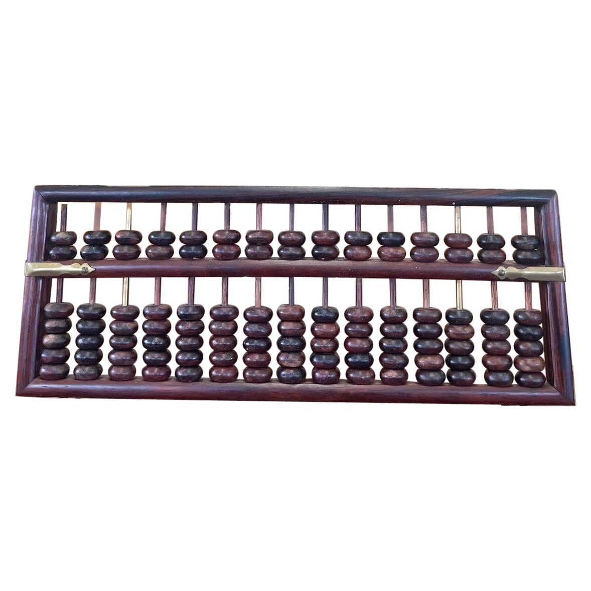 Vintage Abacus Red Tinted Wooden Gold Accented 15 Rows For Sale at 1stDibs