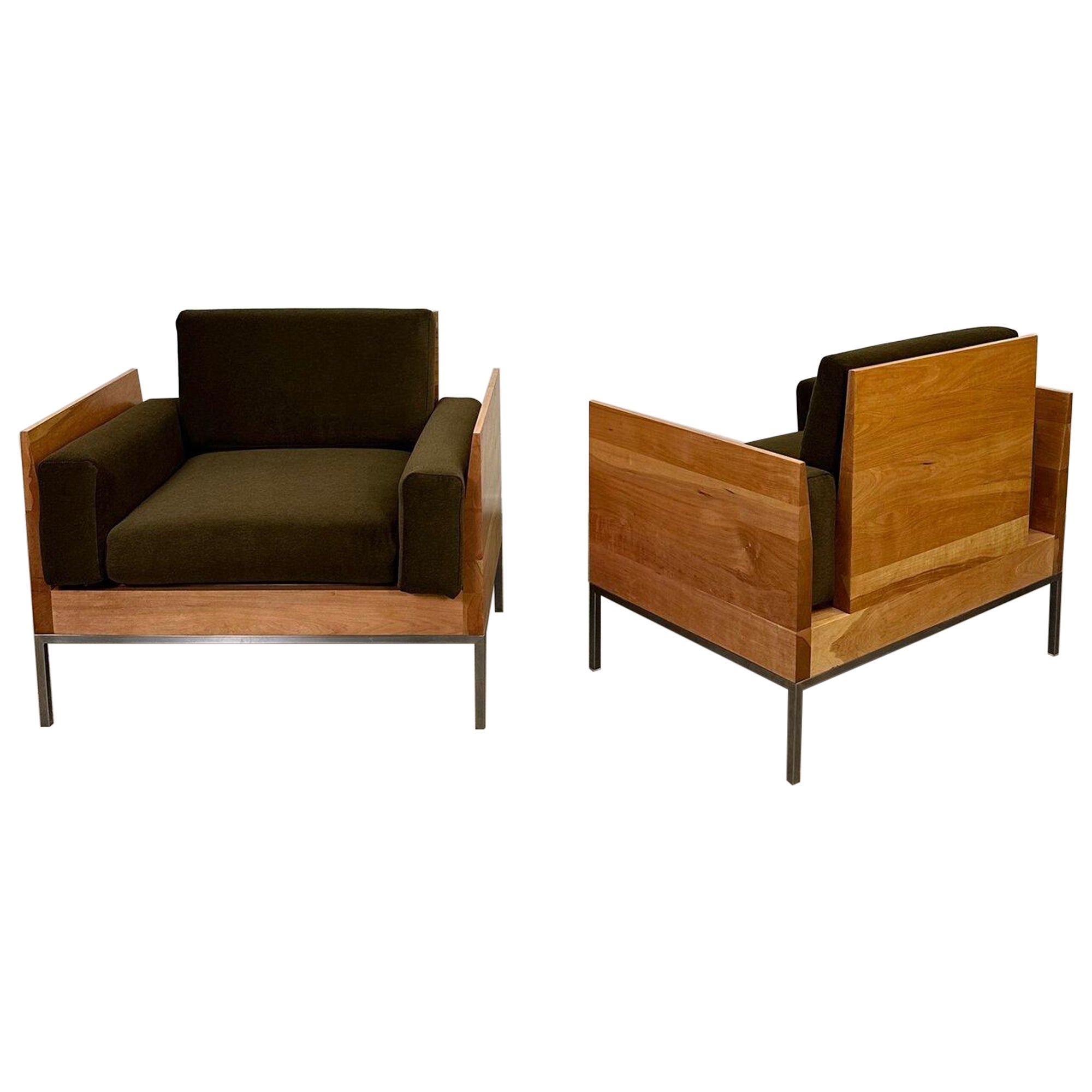 Custom angular lounge chairs- selling separately For Sale at 1stDibs