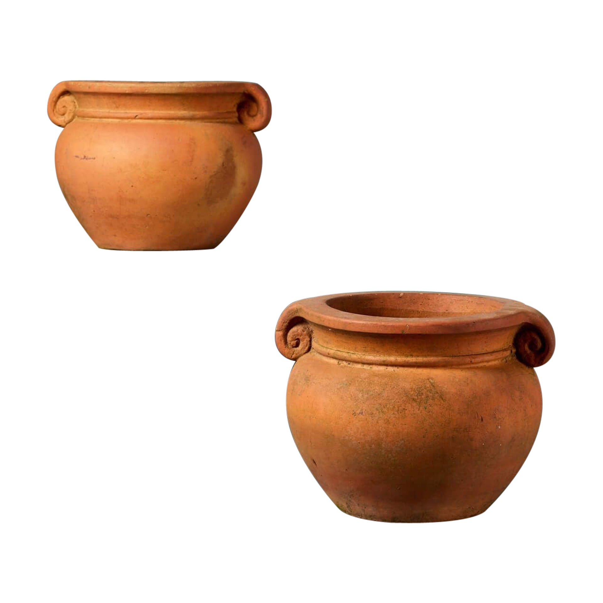 Two Reclaimed Compton Style Scroll Pots For Sale at 1stDibs