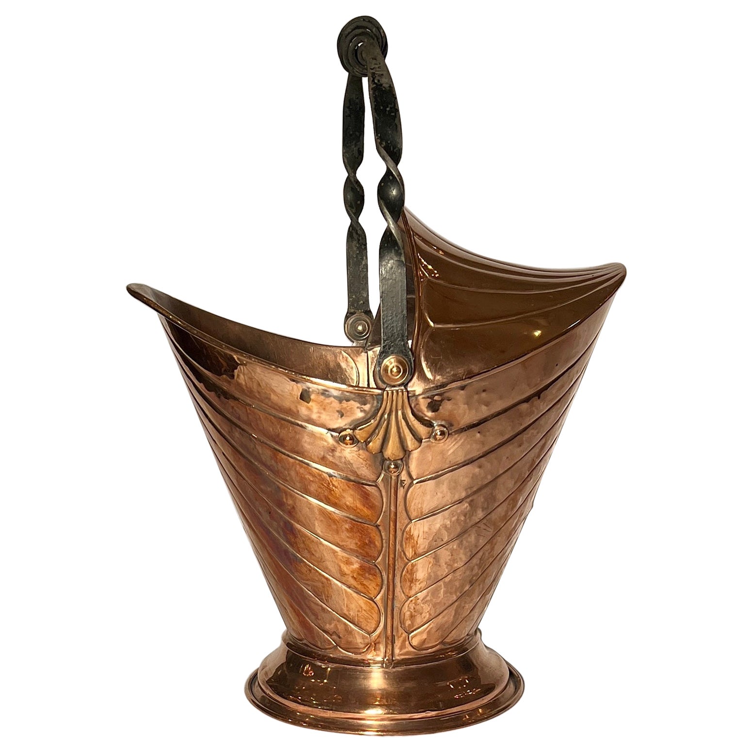 Antique English Copper Coal Bucket with Wrought Iron Detail, Circa 1880 ...