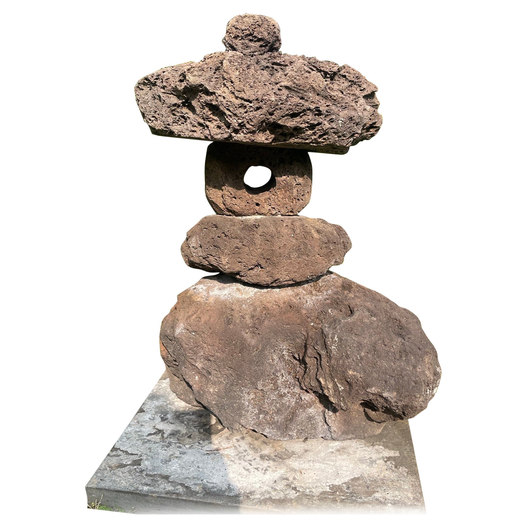Japanese Small Stone Rustic Spirit Lantern, portable For Sale at 1stDibs