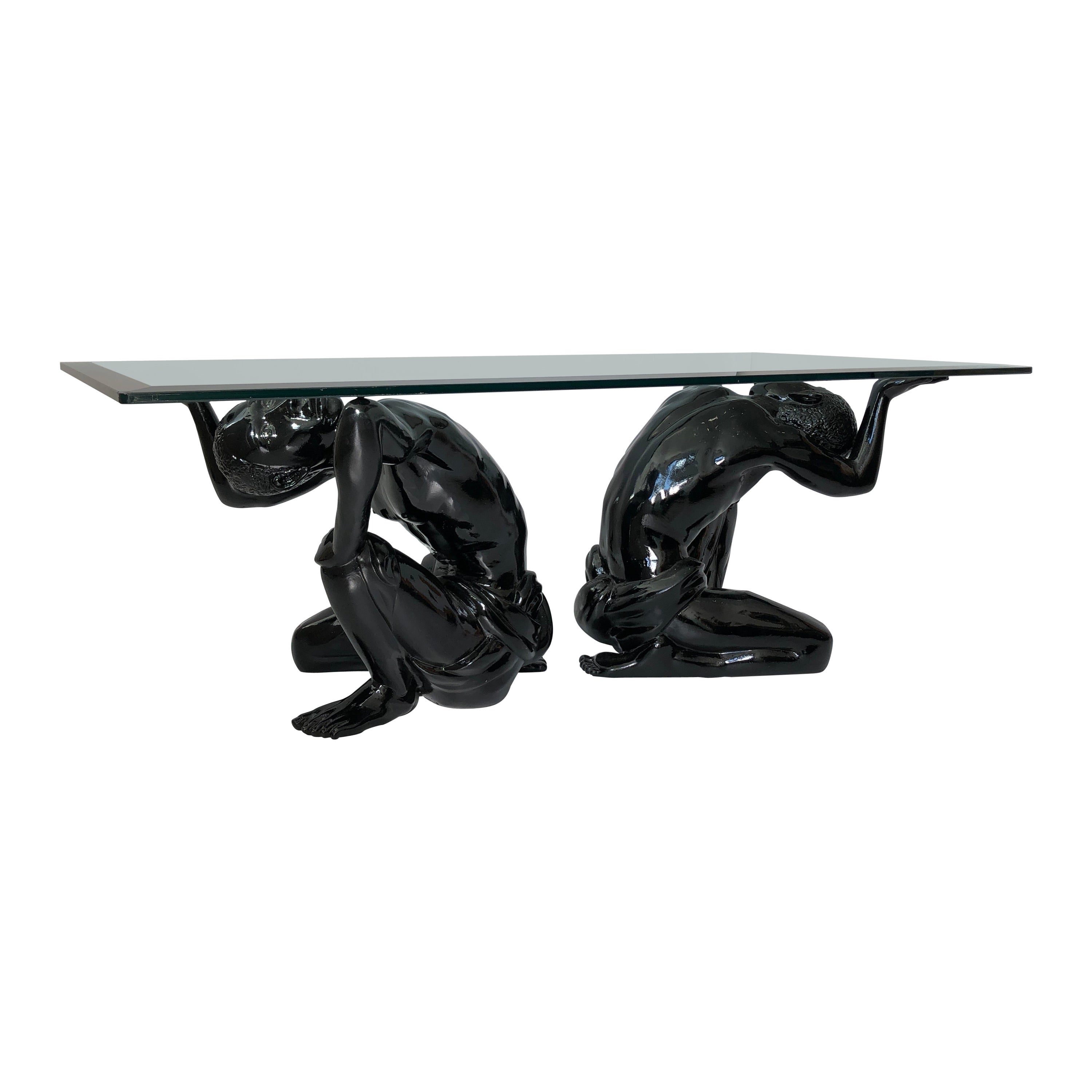 Brass Black Moorish Glass Coffee Table Blackamoor Vintage Italy 1970s ...