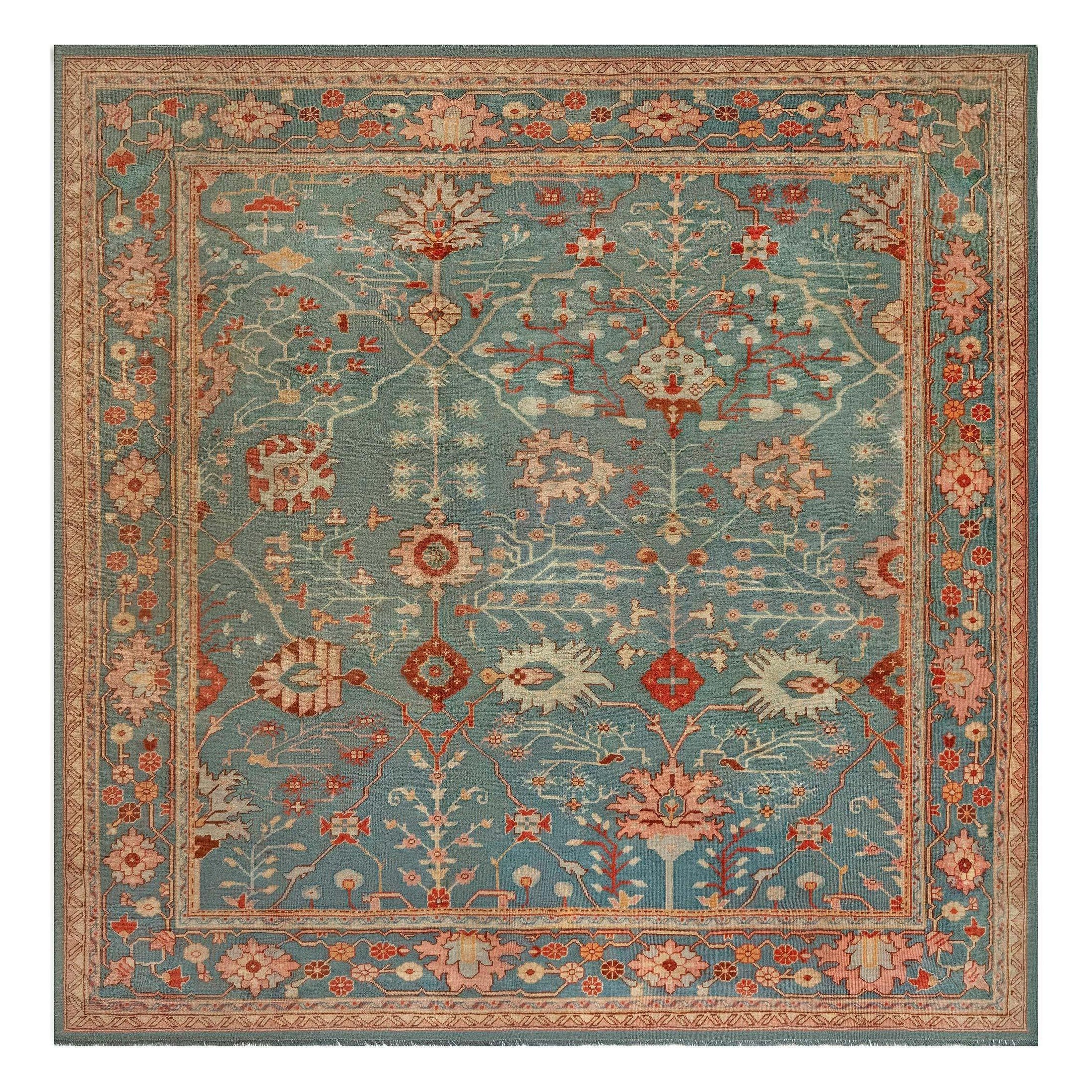 Midcentury Turkish Oushak Handmade Wool Rug For Sale at 1stDibs