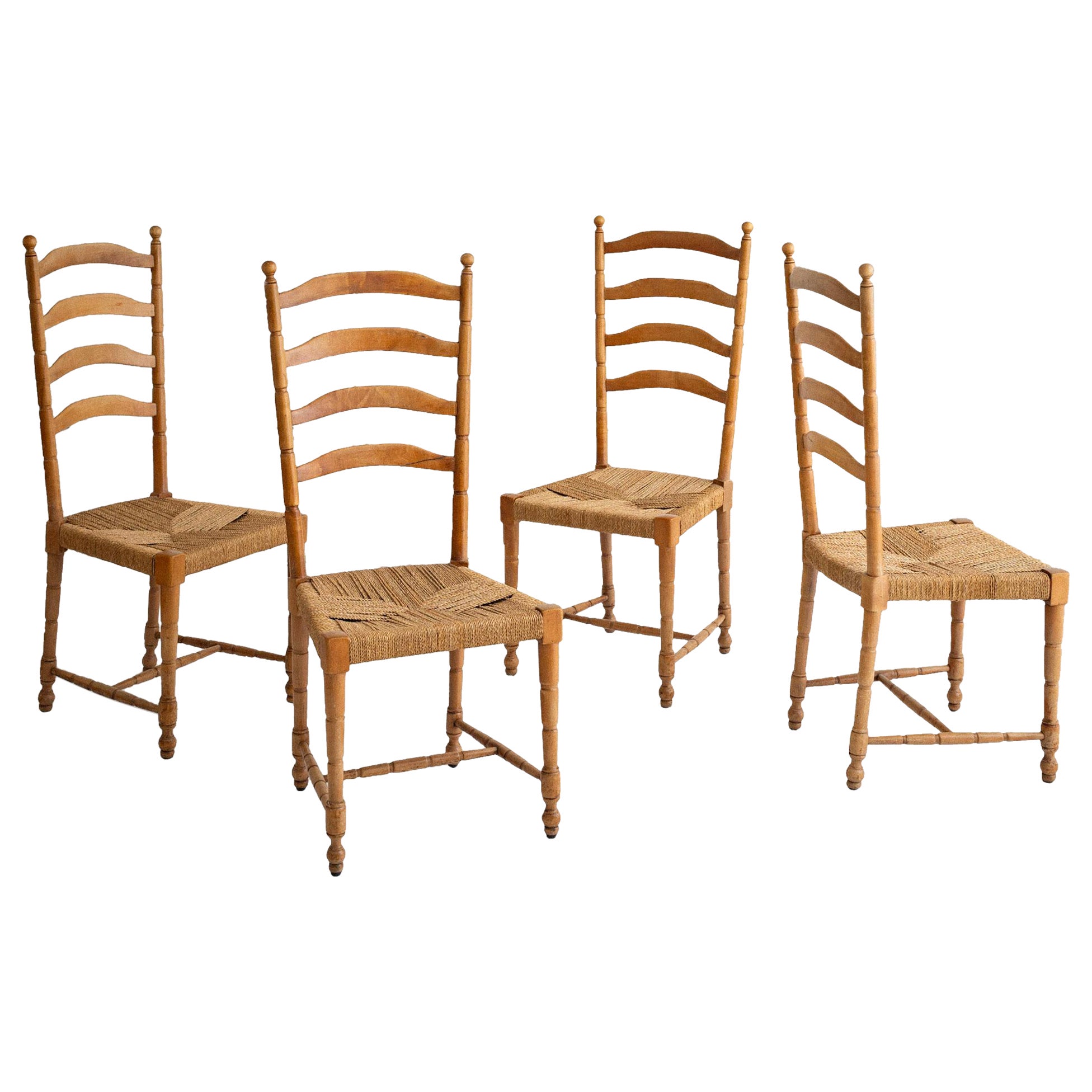 Rustic Italian Ladder Back Dining Chairs - a Set of 4 at 1stDibs