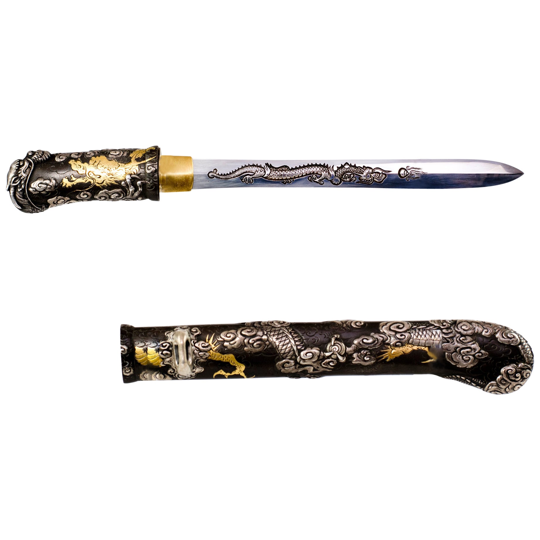 Japanese Ken Form Mixed Metal Dragons Tanto For Sale at 1stDibs
