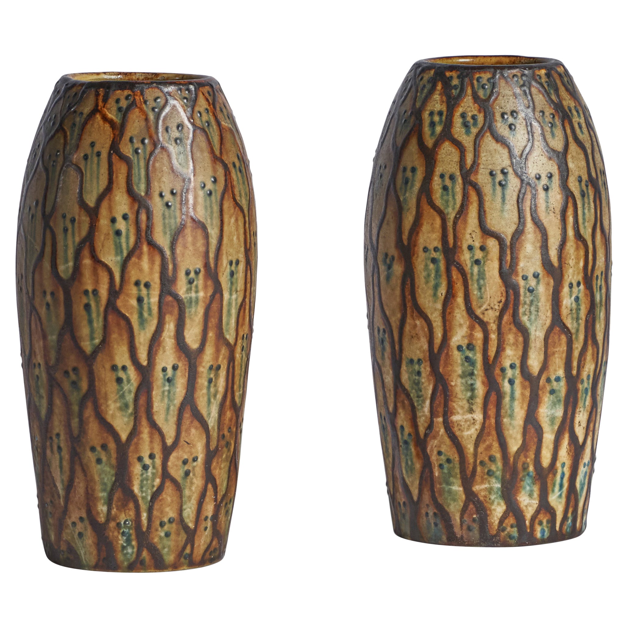 Danish Designer, Vases, Ceramic, Denmark, 1940s For Sale at 1stDibs