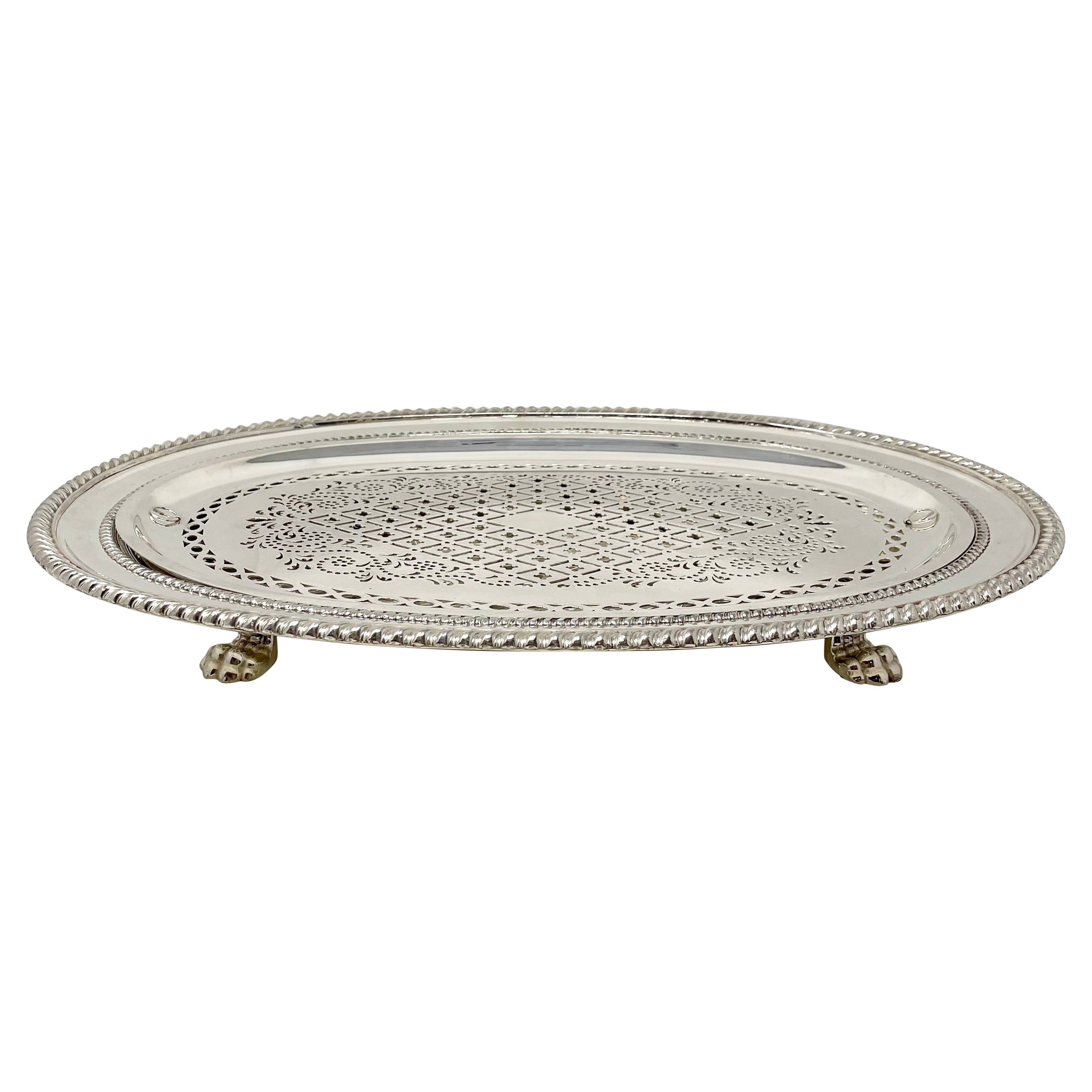 Antique English Silver-Plated Well and Tree Footed Tray, Circa 1880 ...