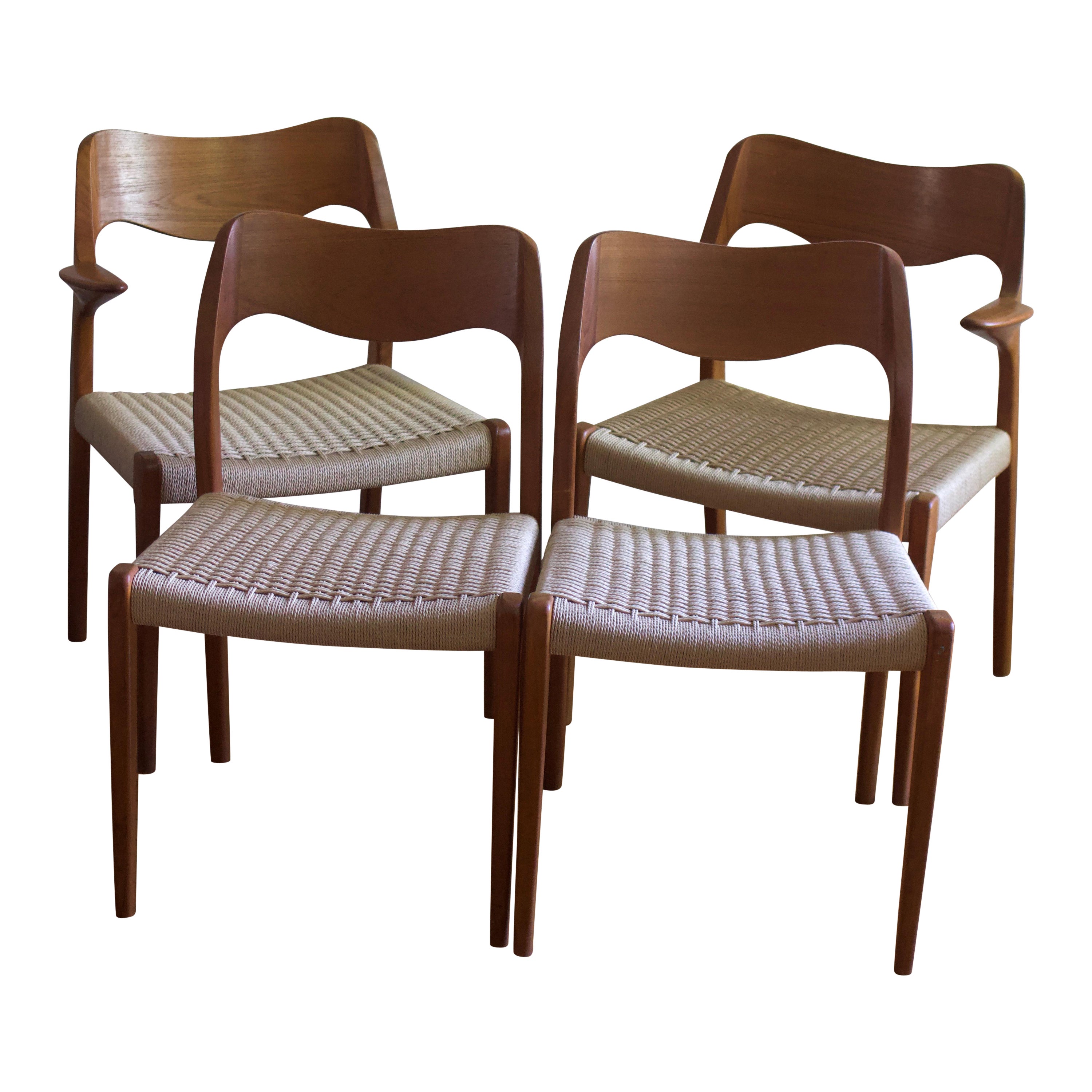 Set of 4 Niels Moller Model 55 and Model 71 Teak and Danish Cord Dining ...