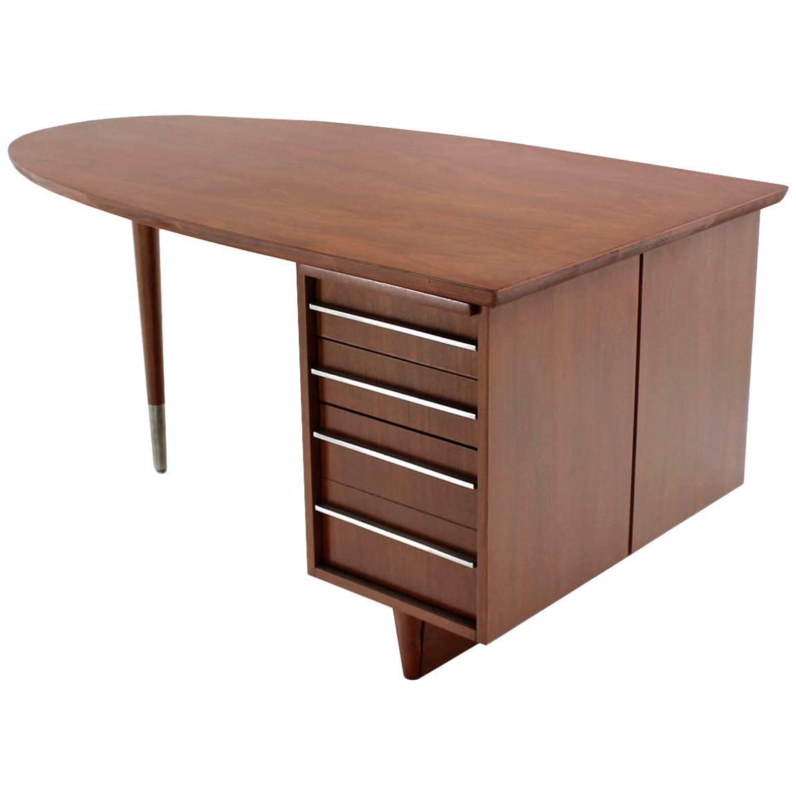 Unusual Oval Shape Walnut Desk For Sale at 1stdibs