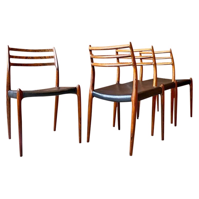 Model 78 Dining Chairs by Niels Møller in Brazilian Rosewood For Sale ...
