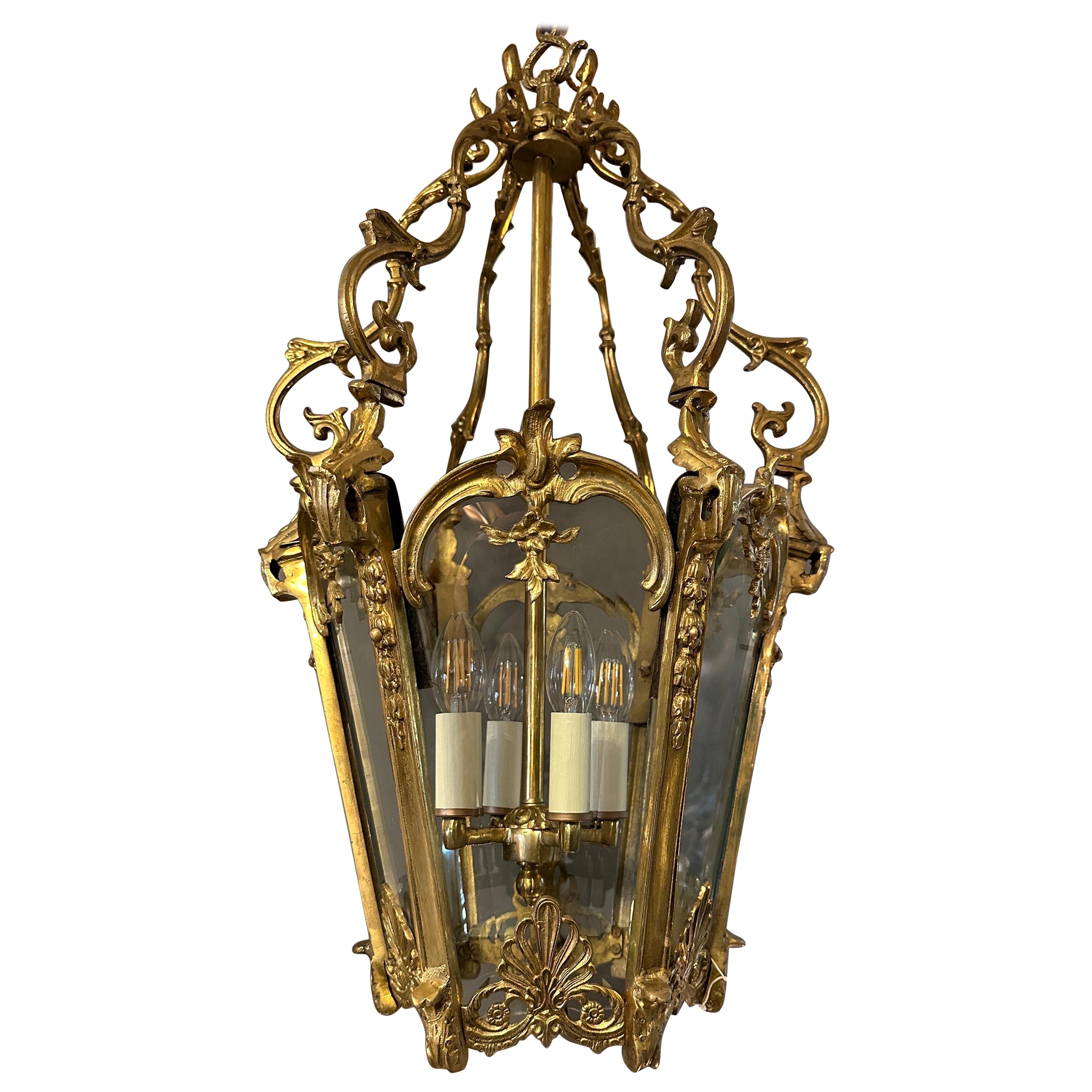 An Antique French Gilt Bronze Louis XV Style Rococo Lantern For Sale at ...