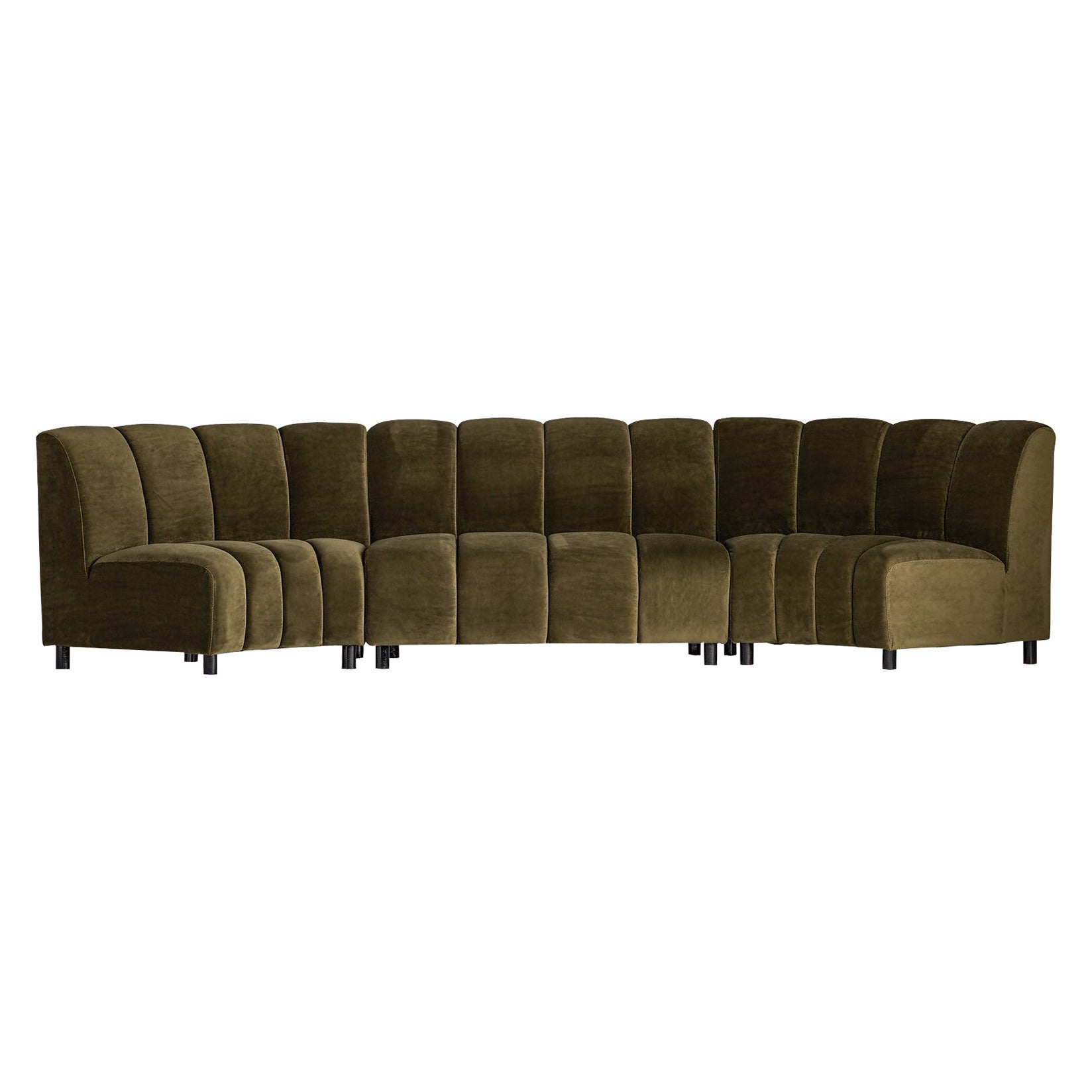 Fast Track, Curved Modular Sectional Sofa In Green Velvet For Sale at ...