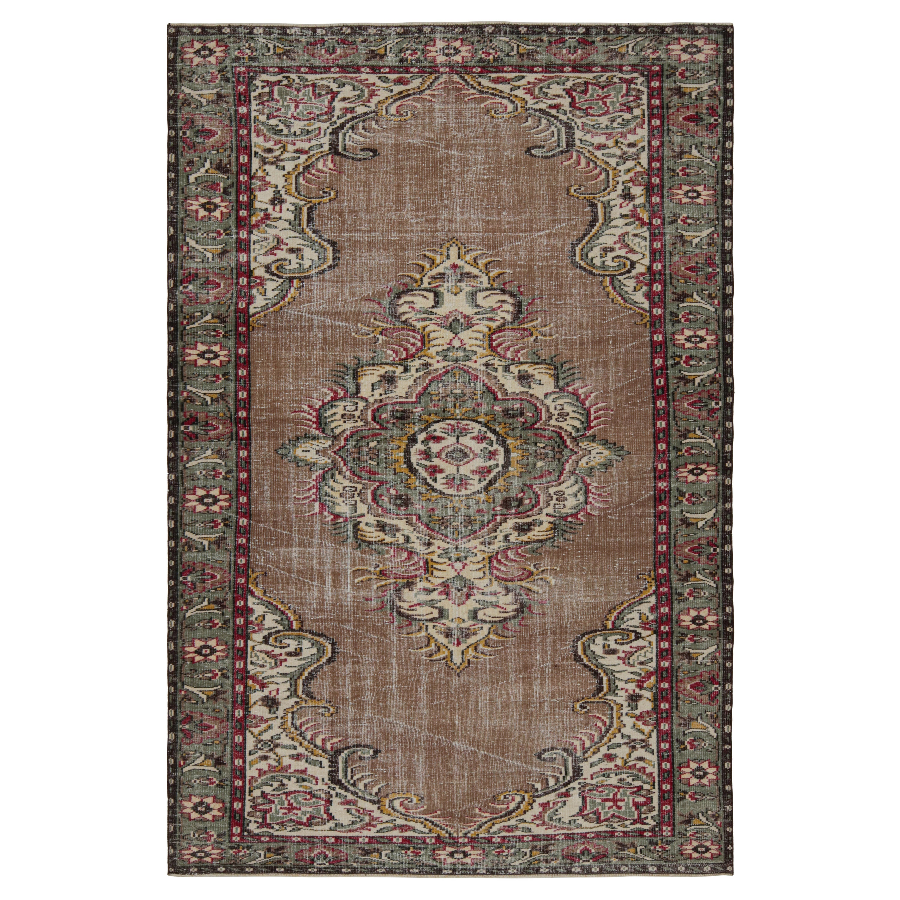 Vintage Zeki Müren European Style Rug, with Floral Patterns, form Rug ...