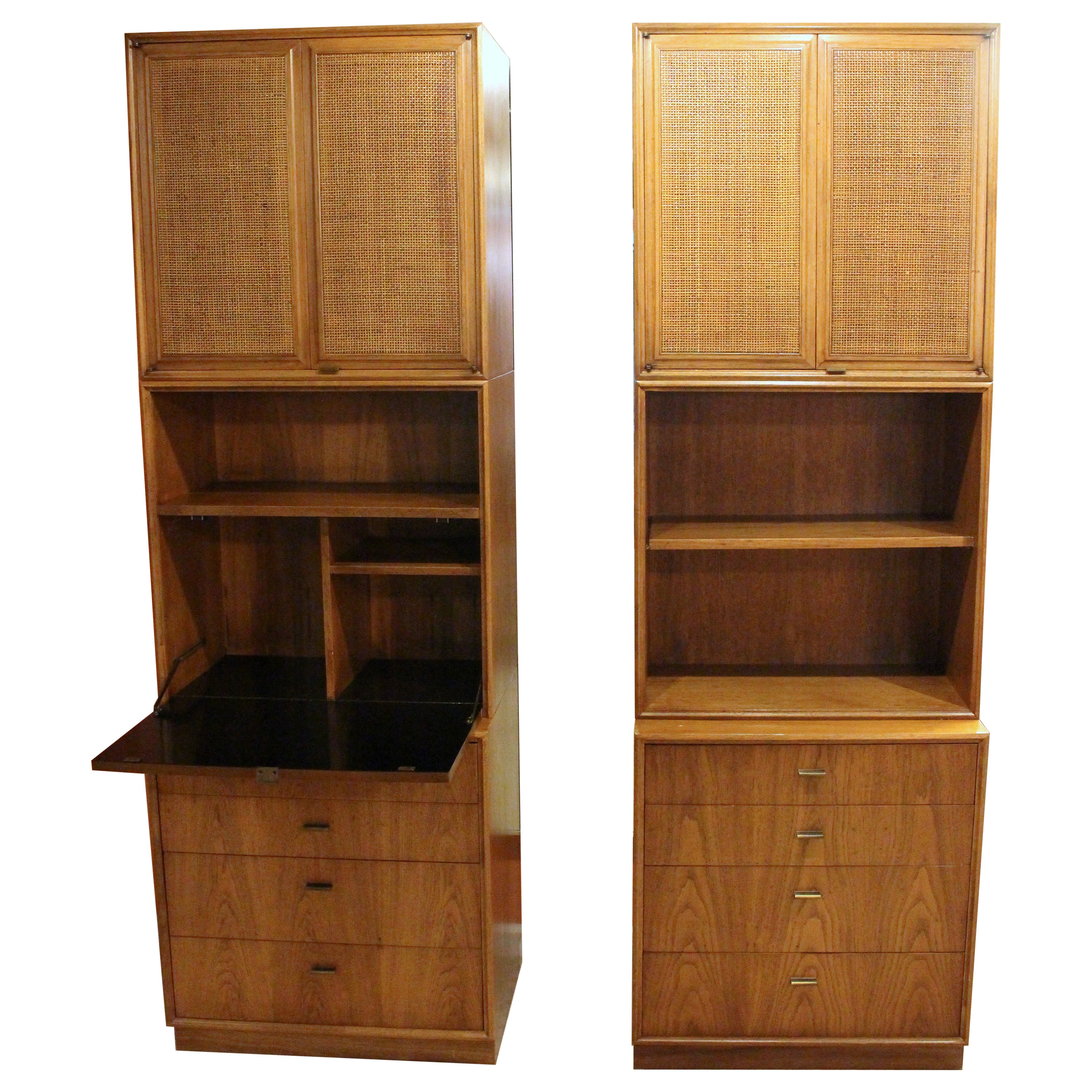 Circa 1960s-70s Pair of Mid-Century Modern Cabinet Bookcase Chests For ...
