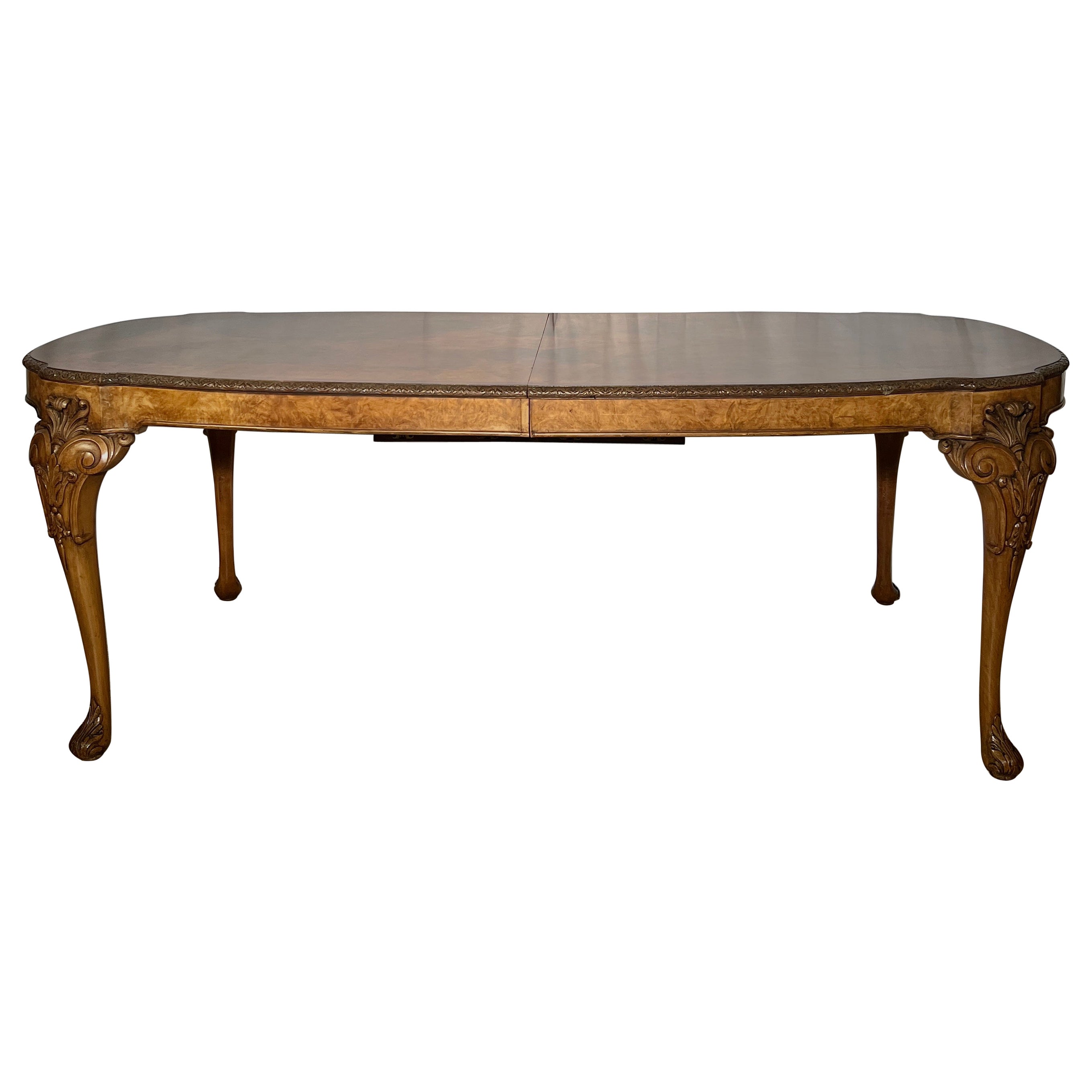 Antique English Carved Burled Walnut Dining Table, Circa 1900. For Sale ...