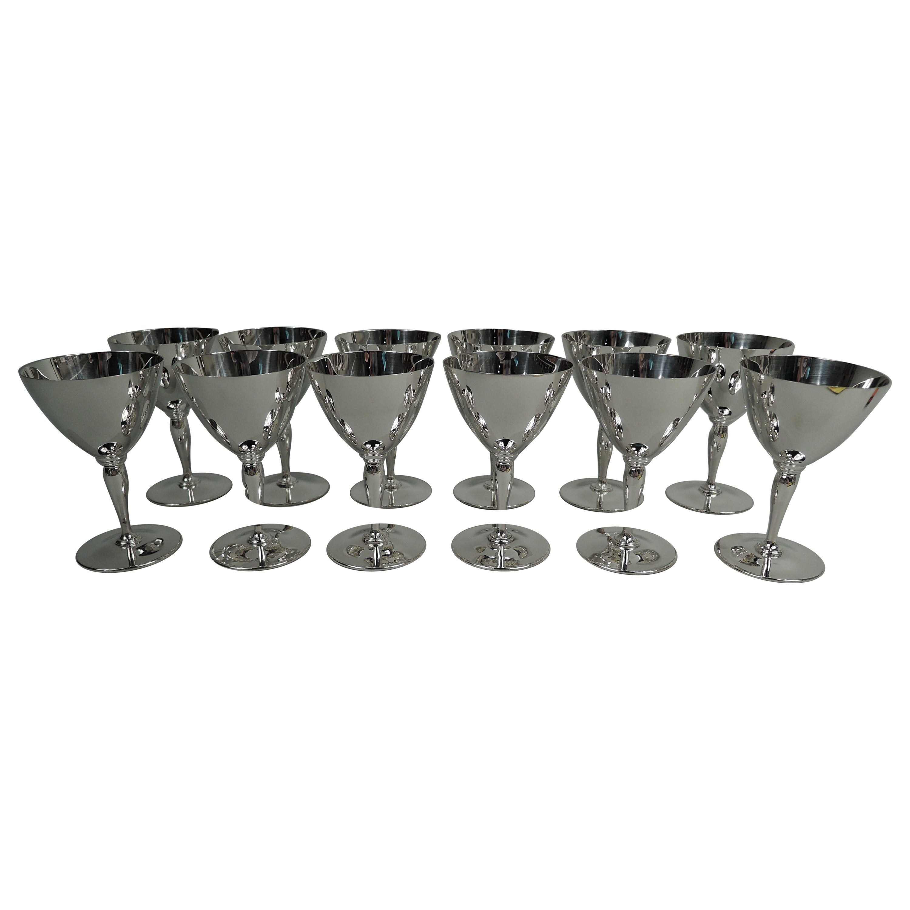 Set of 12 Tiffany American Art Deco Sterling Silver Cocktail Cups For ...