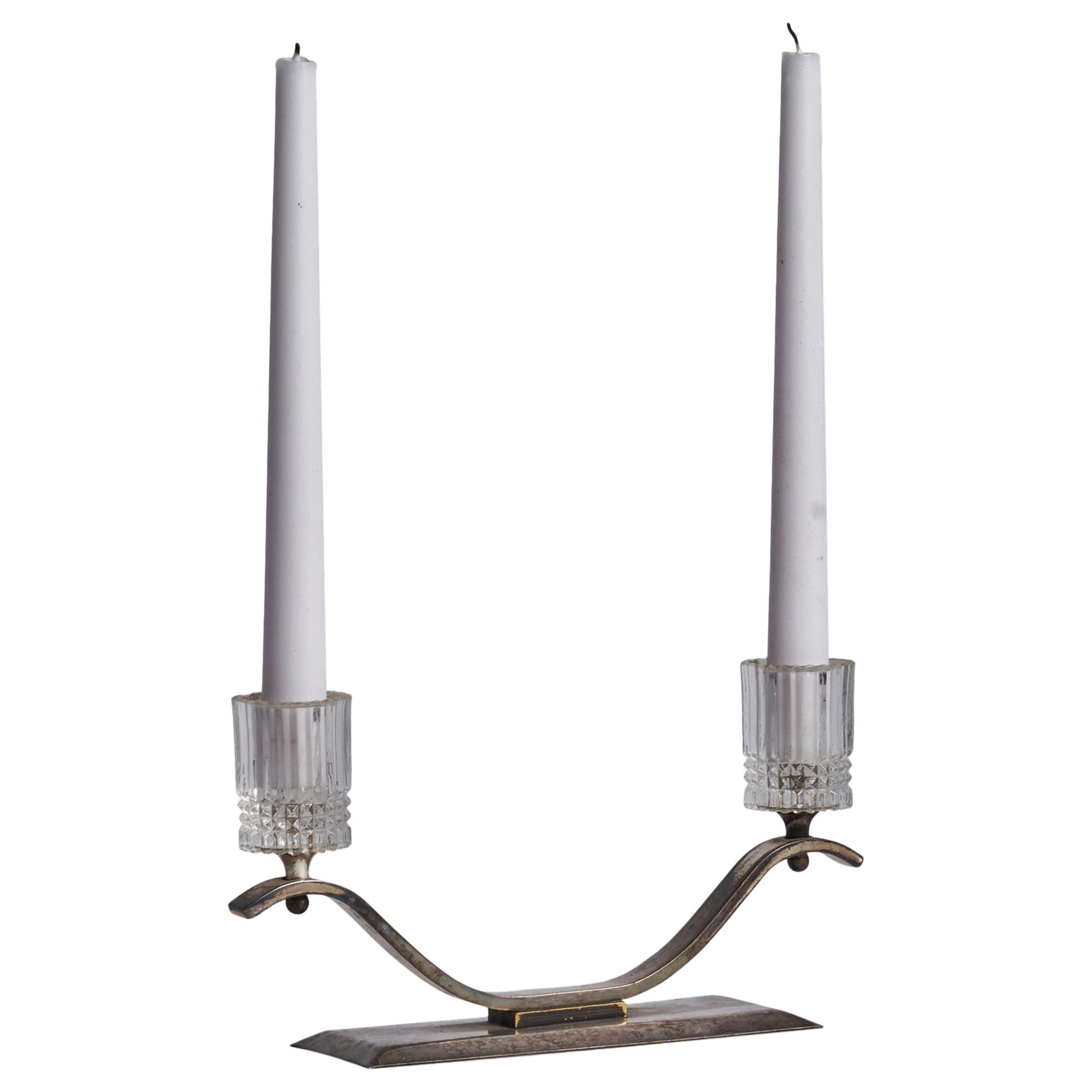 Swedish Designer, Candelabra, Steel, Glass, Sweden, 1930s For Sale at ...