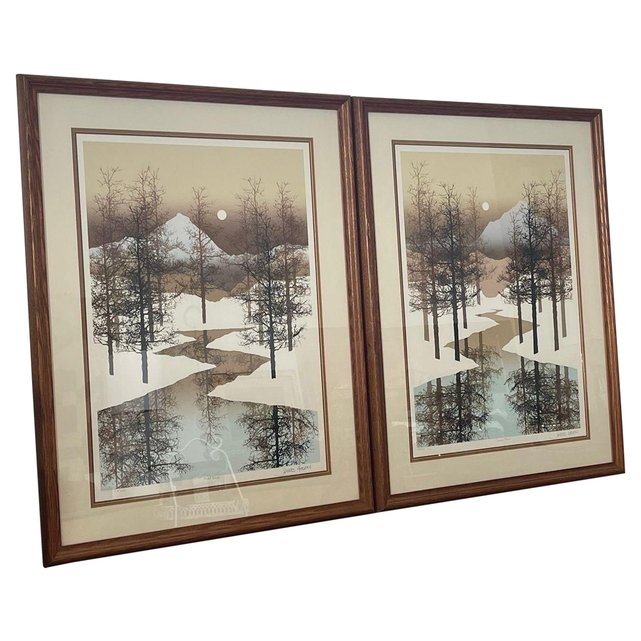 Set of Two Vintage Numbered and Signed Framed Scenic Prints For Sale at ...