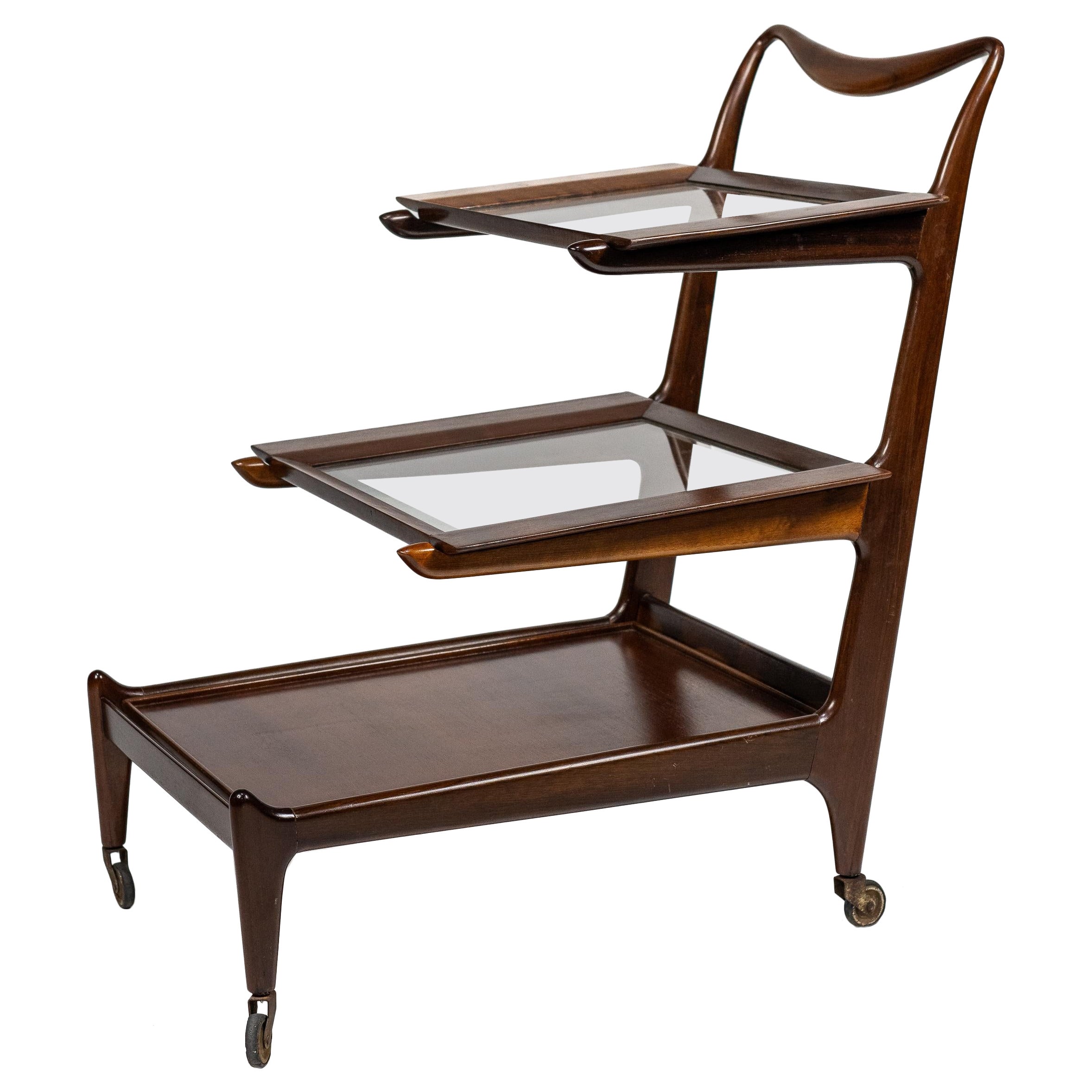 Carlo Hauner. Tea Trolley, c. 1950. Caviuna wood, glass and metal For ...