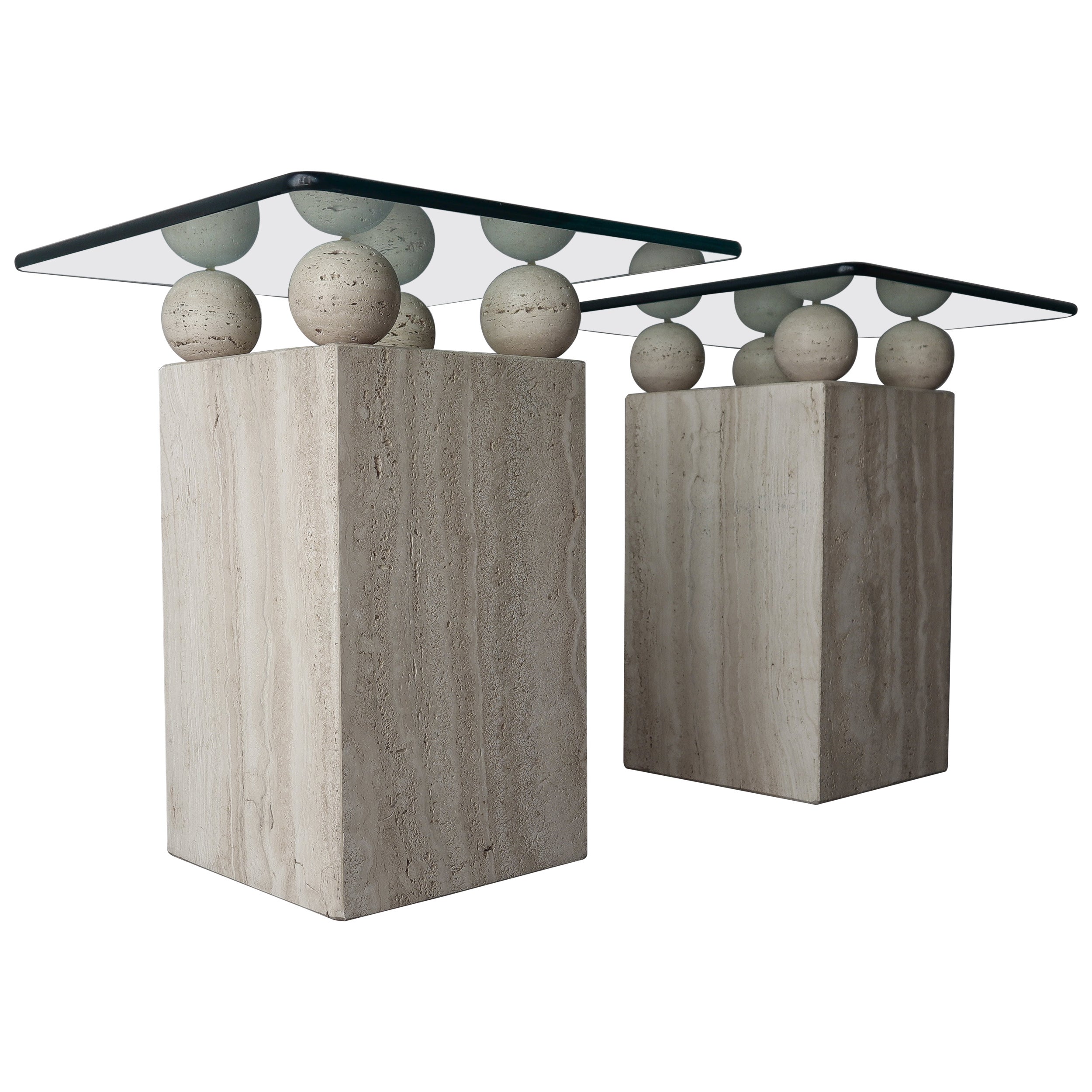 Pair of Post Modern Sculptural Zig Zag Tables For Sale at 1stDibs