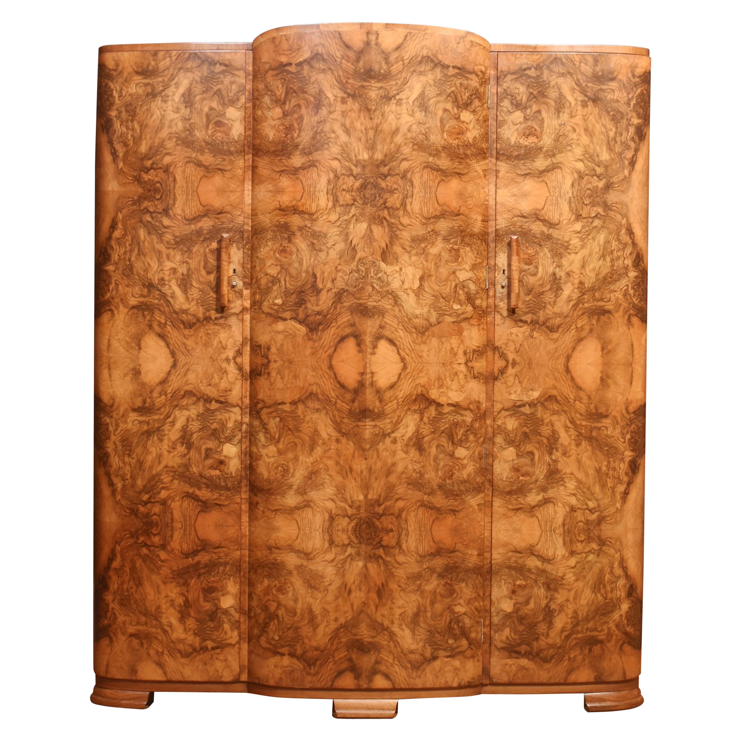 Walnut three door compactum wardrobe at 1stDibs