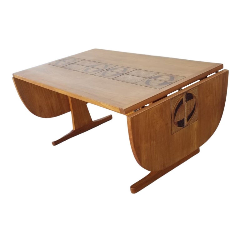 Restored Mid Century Danish Tile top Dining Table in the style of Gangso Mobler For Sale at 1stDibs wood dining table with tile top gangso mobler tile table