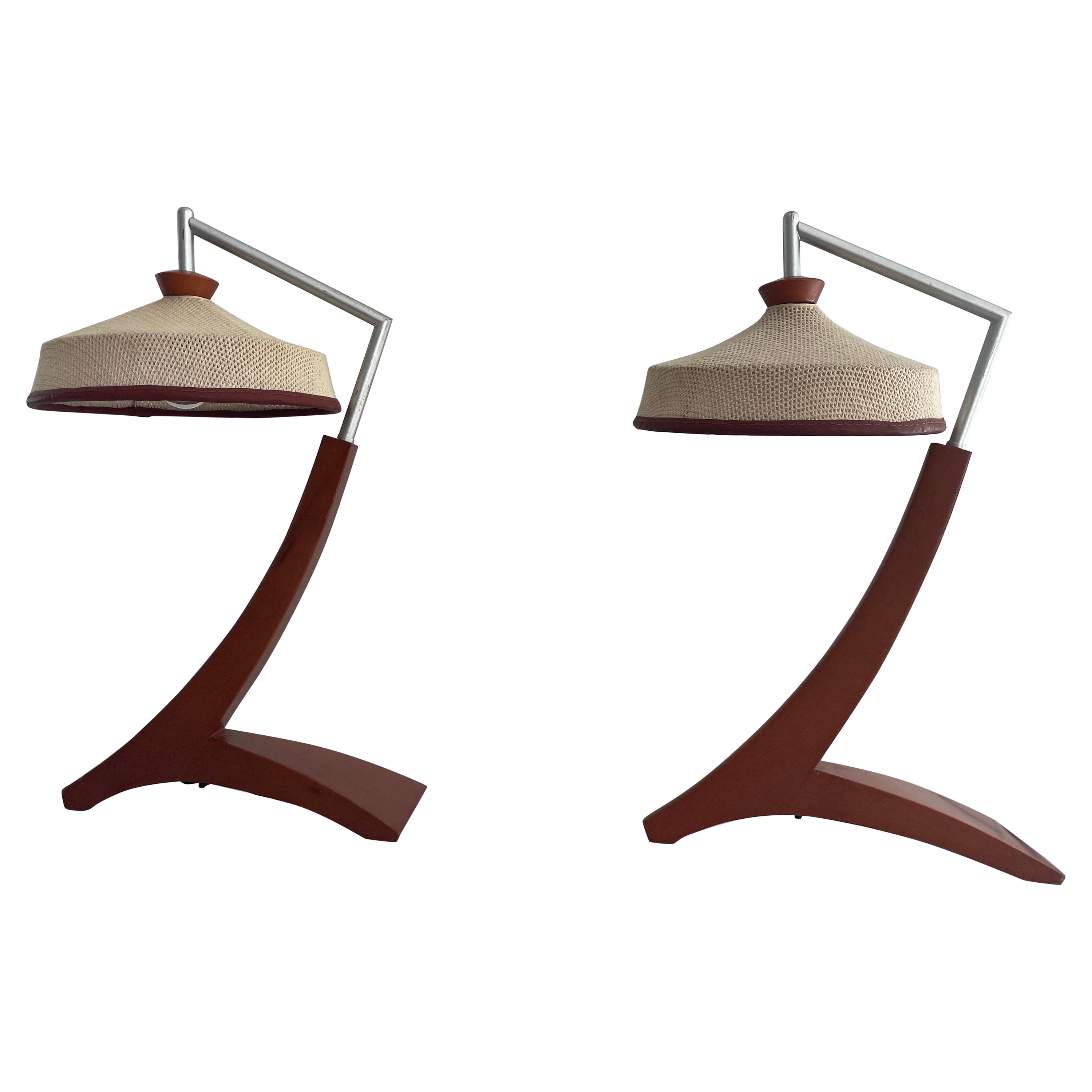 Pair of 1960s Split Bamboo and Woven Reed Table Lamps For Sale at 1stDibs