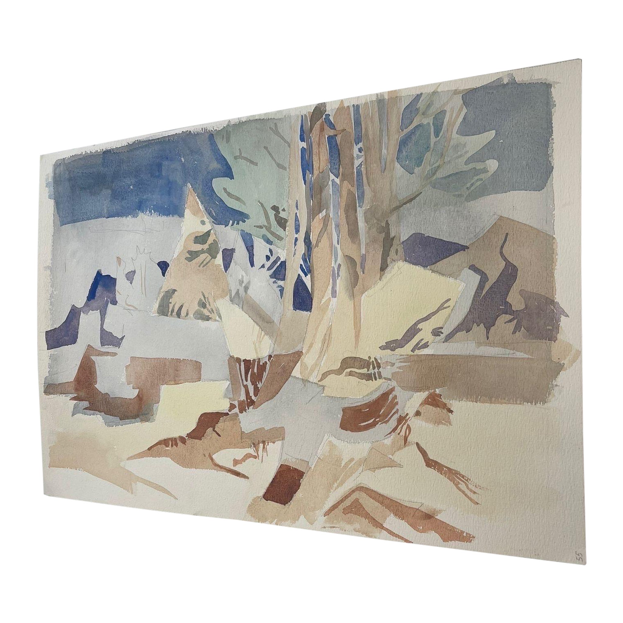 Vintage Abstract Nature Scene on Paper. Possibly Watercolor. For Sale ...