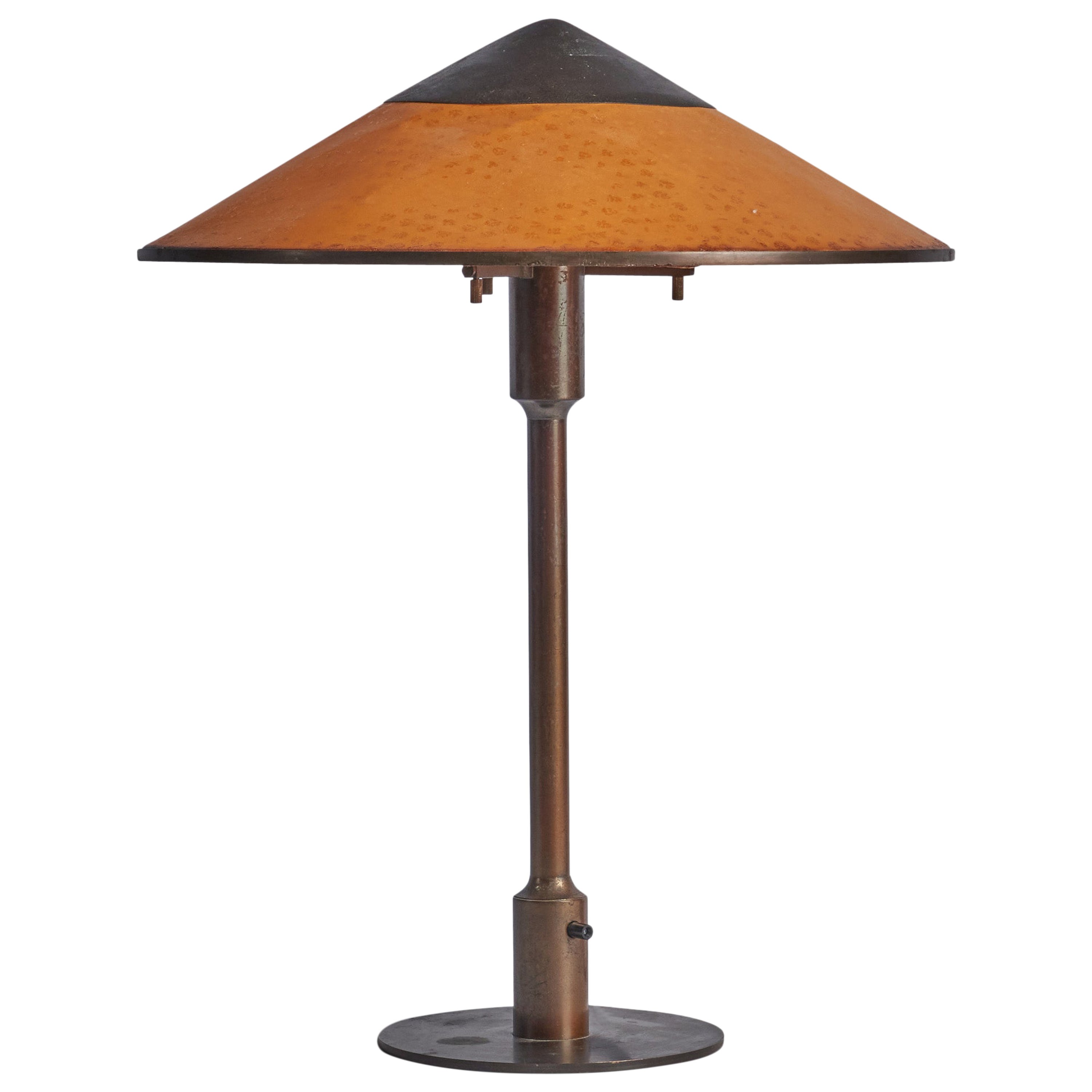 Niels Rasmussen Thykier, Table Lamp, Brass, Paper, Denmark, 1930s For ...