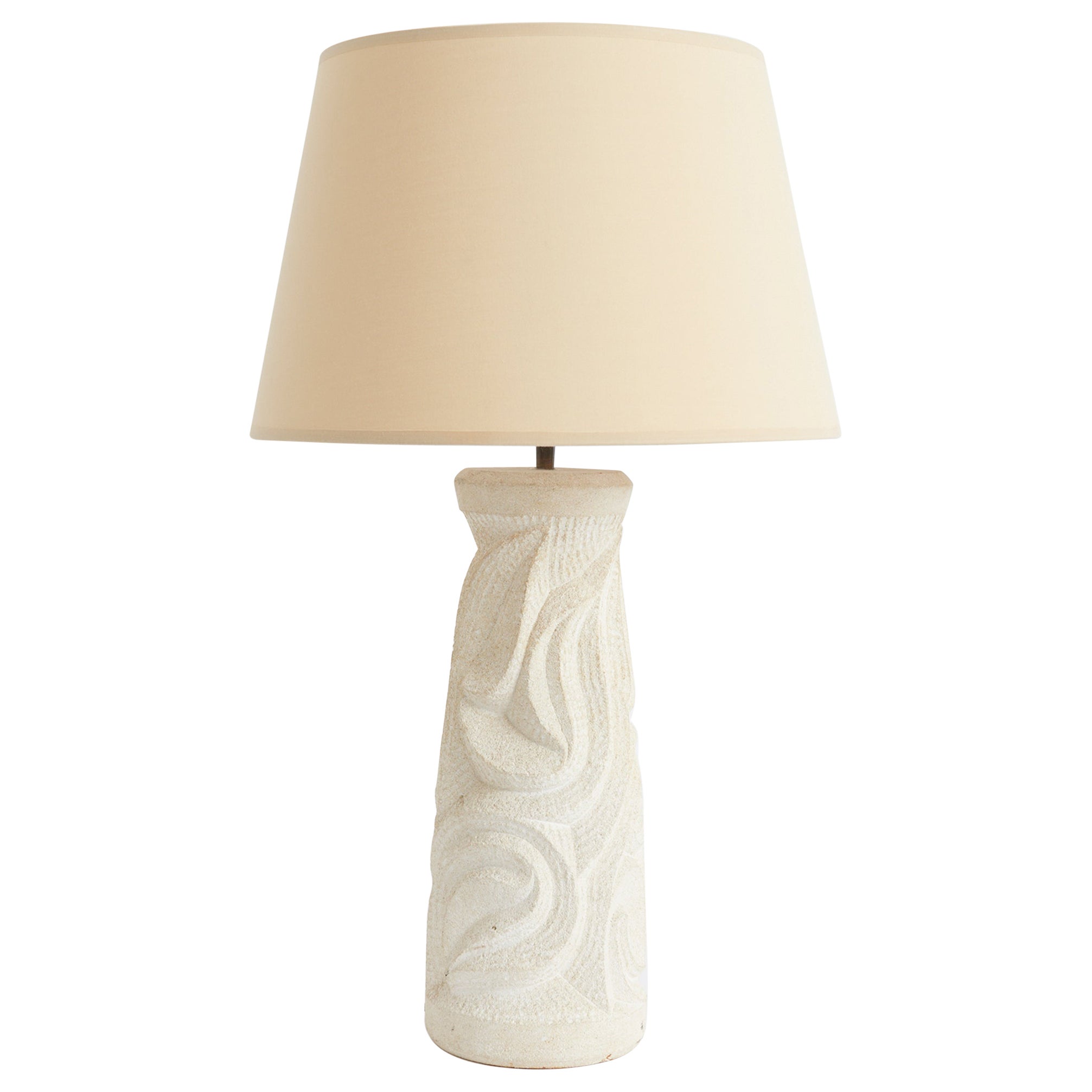 Carved Stone Table Lamp For Sale at 1stDibs