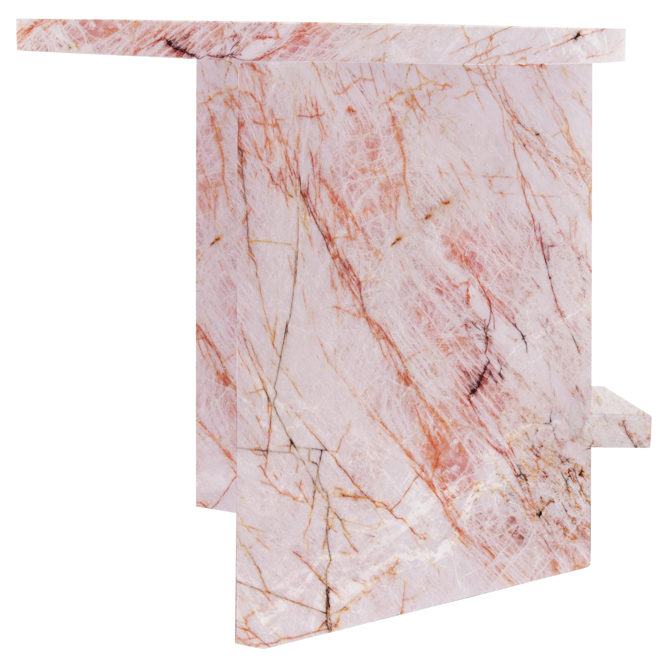 Crystal rose Round Stone Coffee Table, Brazilian rose quartzite, in ...