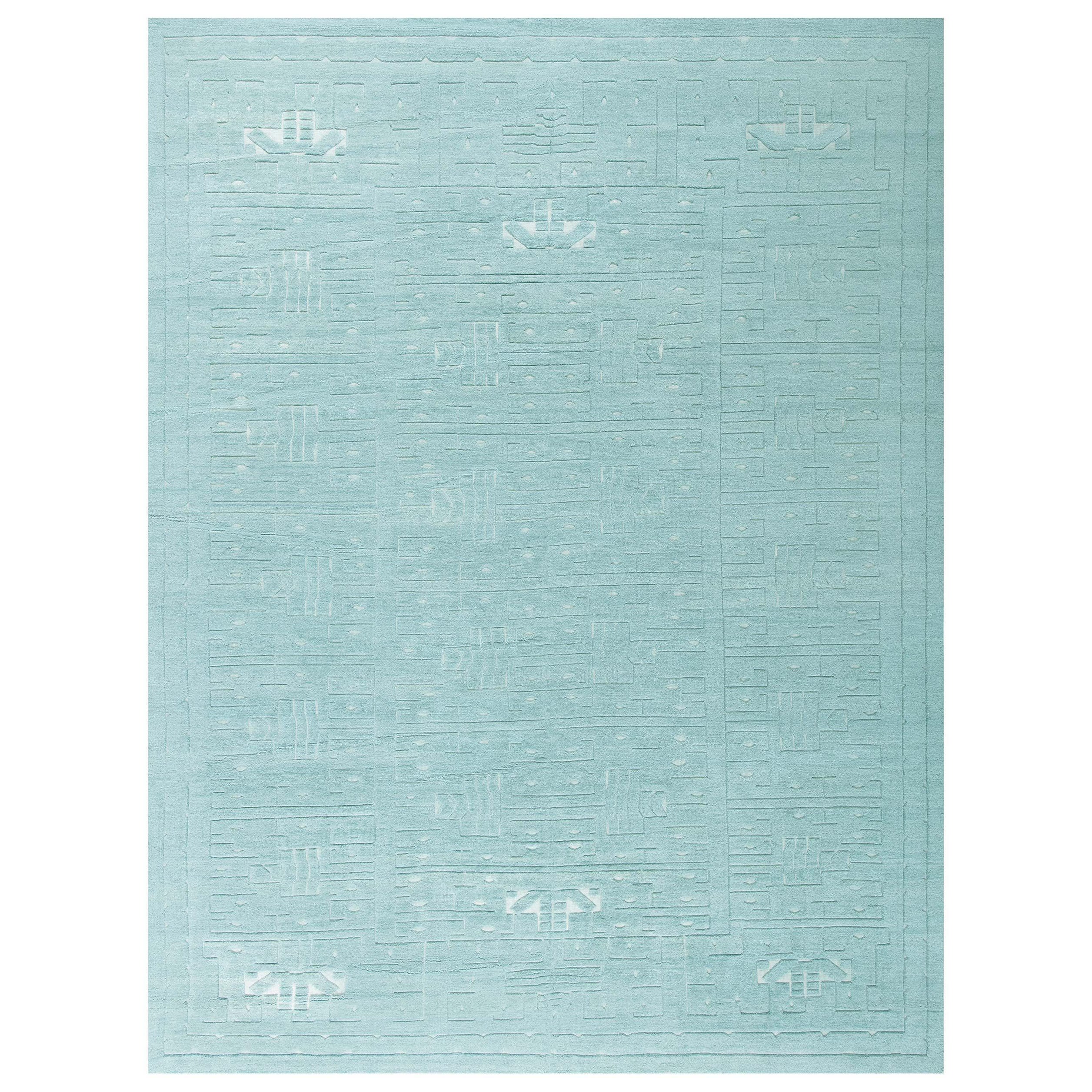 Swedish Skvattram Style Aqua-Blue Rug by Doris Leslie Blau For Sale at ...