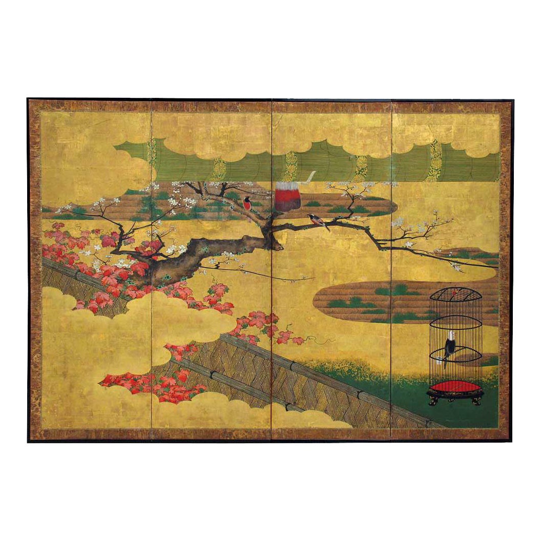 Japanese 4-panel screen For Sale at 1stDibs