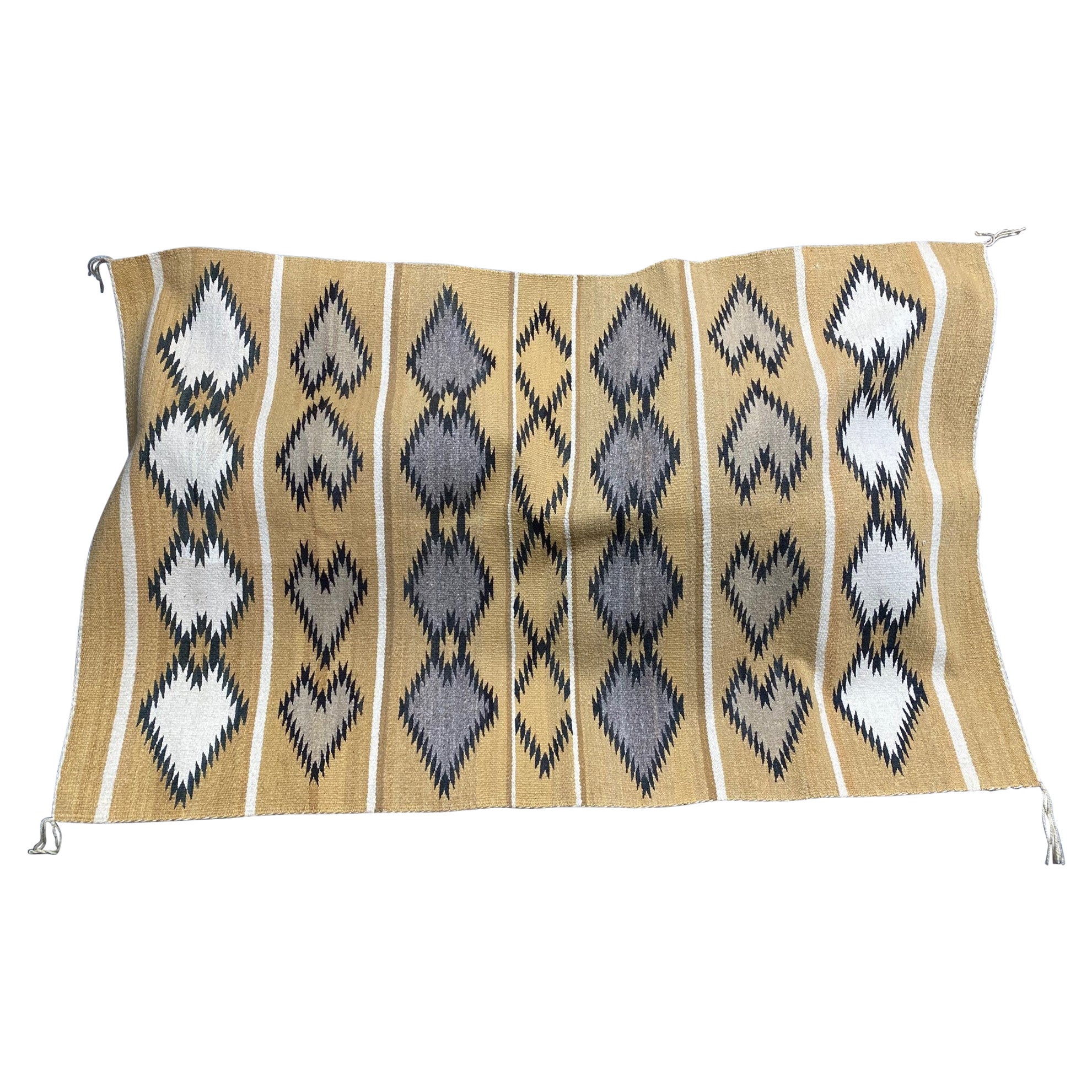 Native American Navajo Handwoven Geometric Rug Mat For Sale at 1stDibs