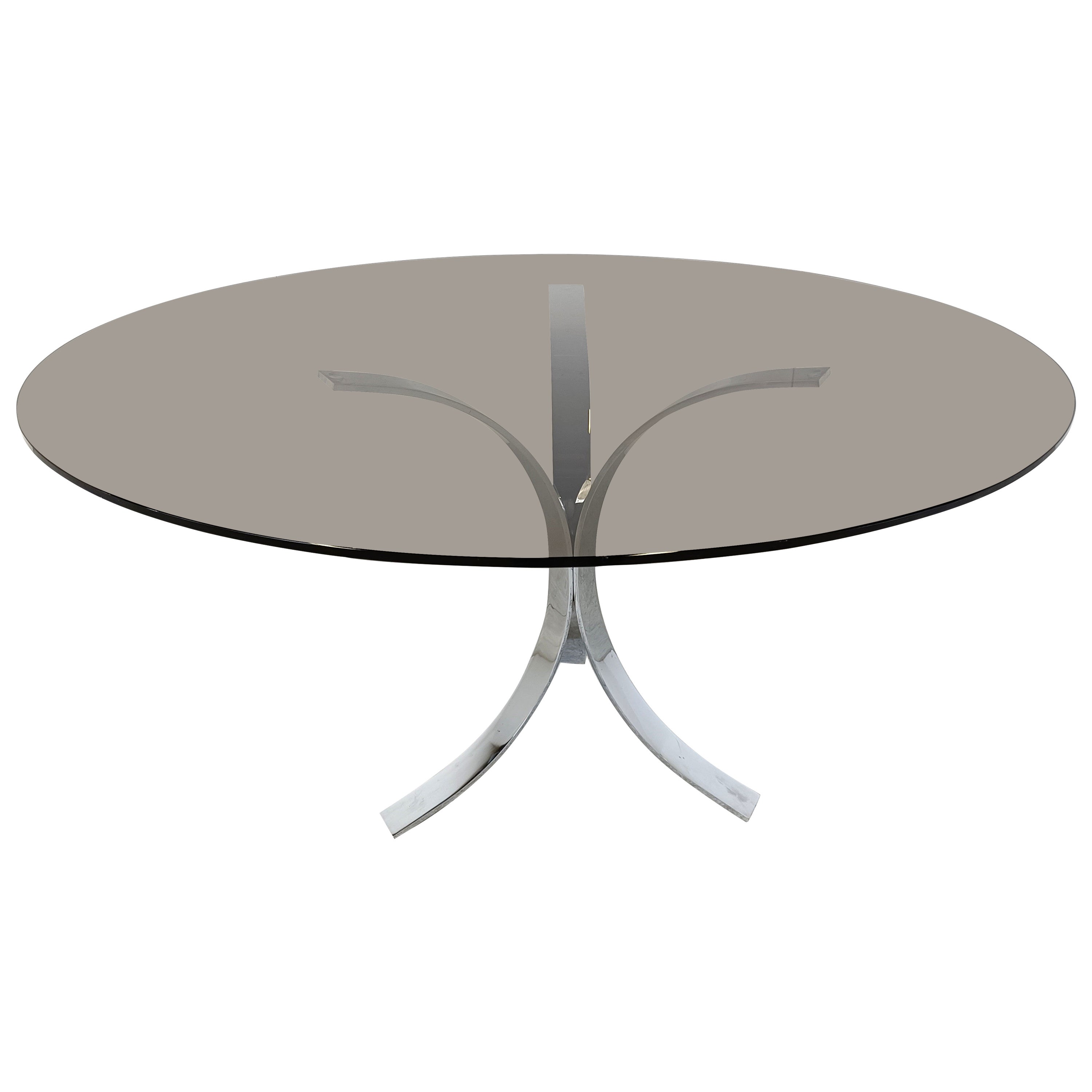 Vintage chrome dining table, 1970s For Sale at 1stDibs