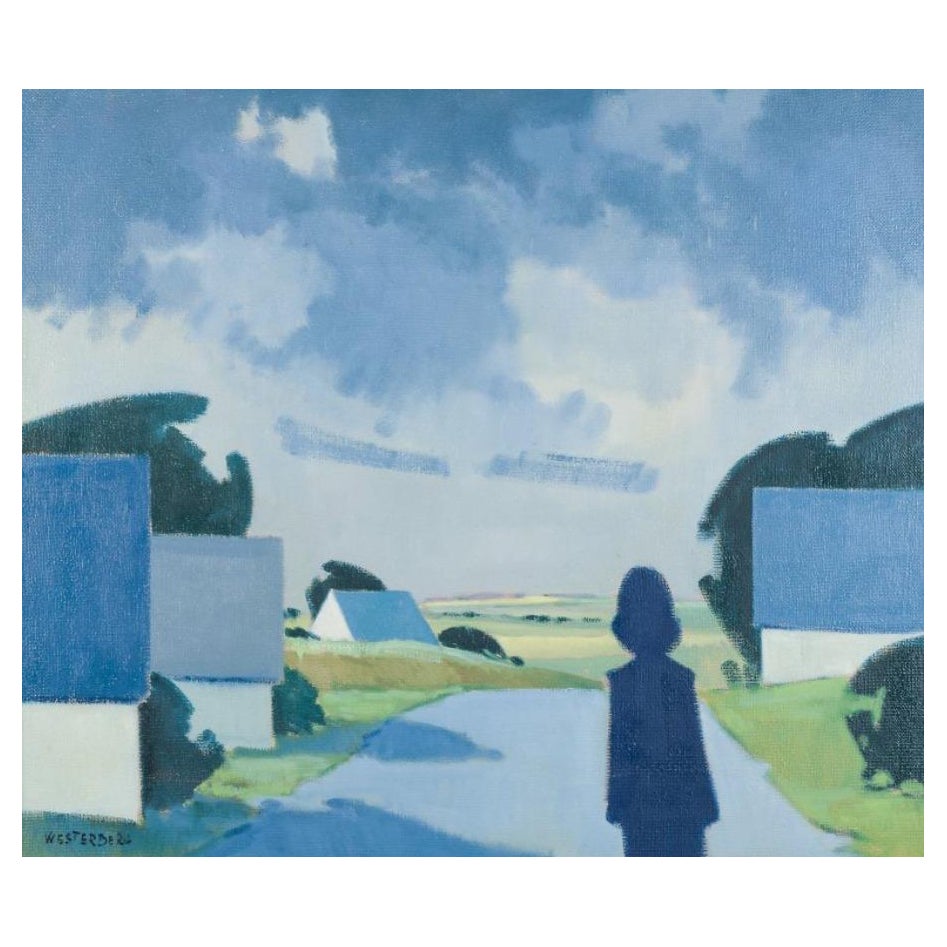 K. Westerberg alias Knud Horup. Oil / canvas. Landscape with figure on ...