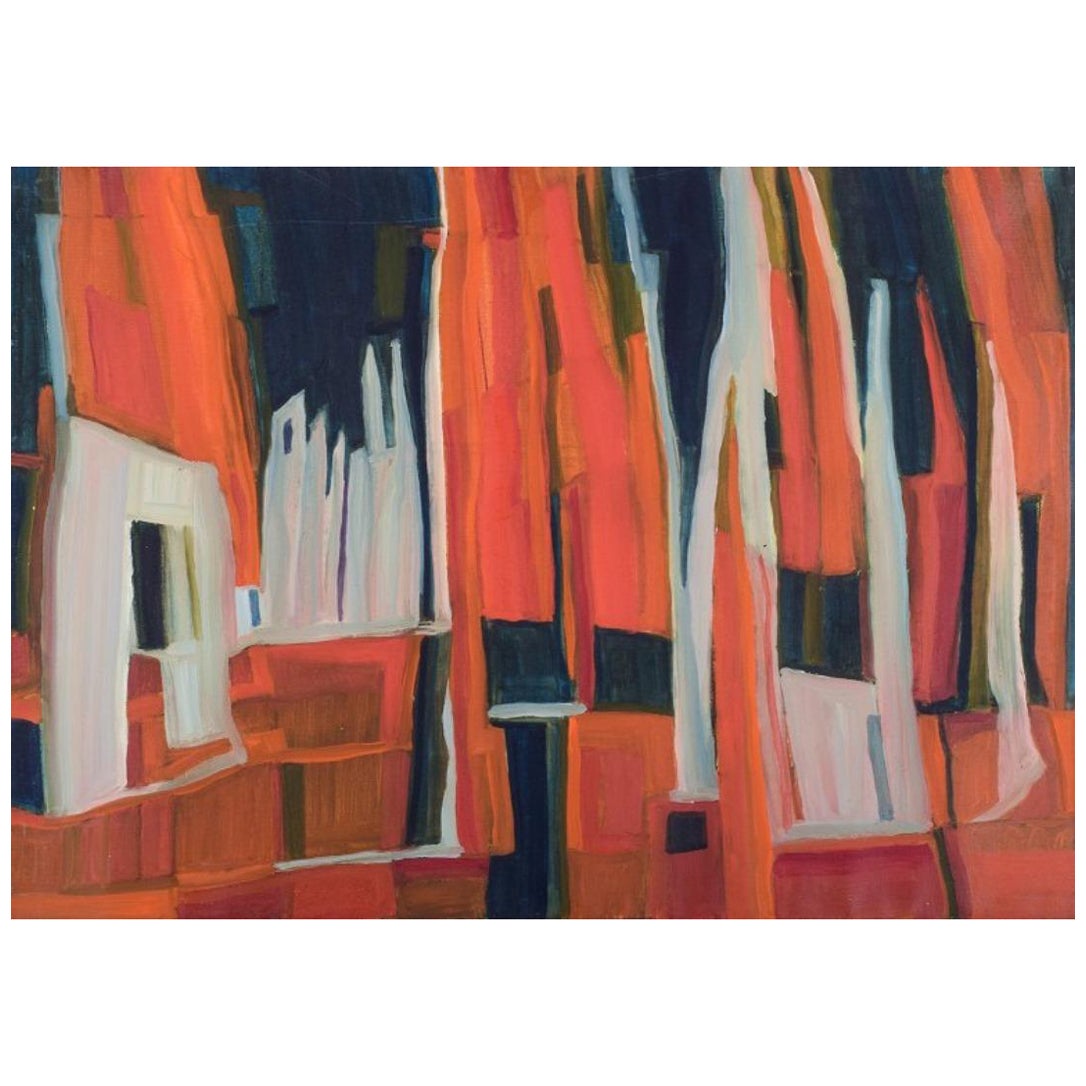 Monique Beucher, French artist. Oil on canvas. Abstract composition ...