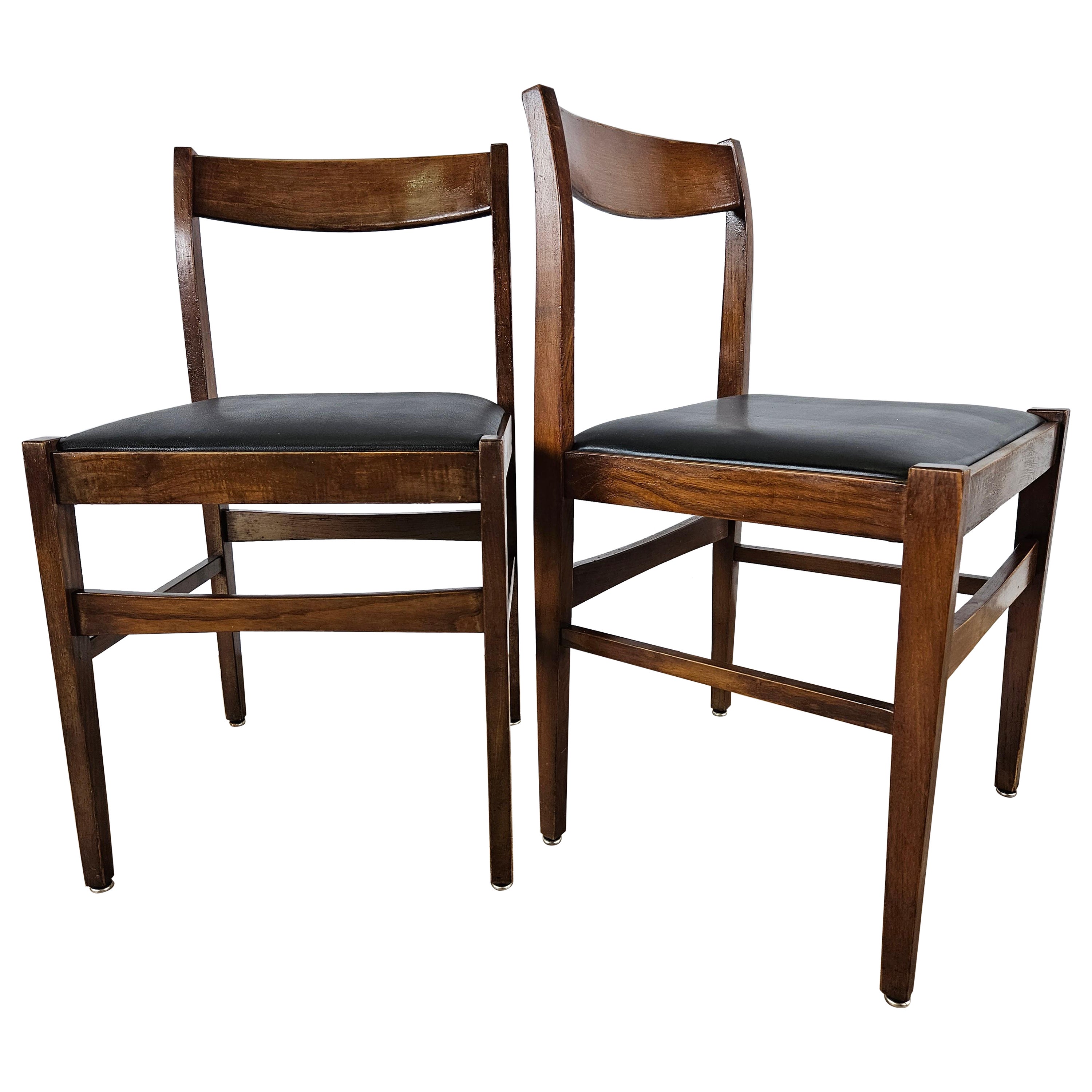 Set of two 1970s wooden chairs with skai seat by Mario Sabot For Sale ...